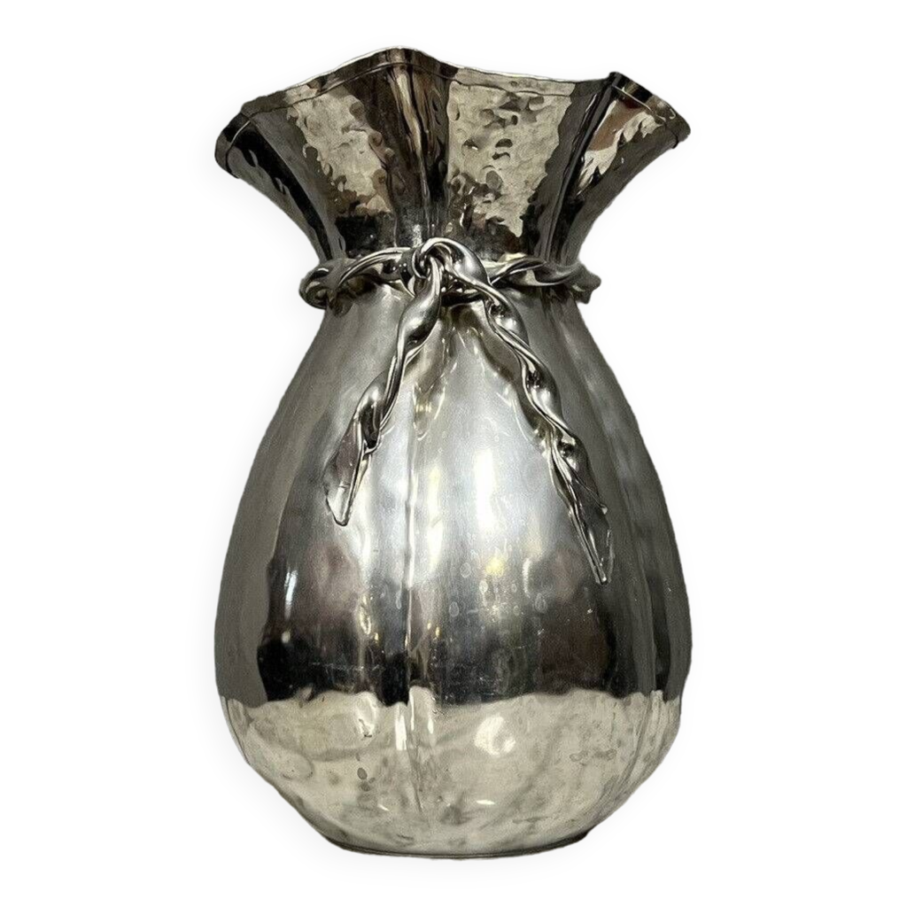 Jean Goardère: vase en étain argenté époque Art Déco vers 1940 | Selency