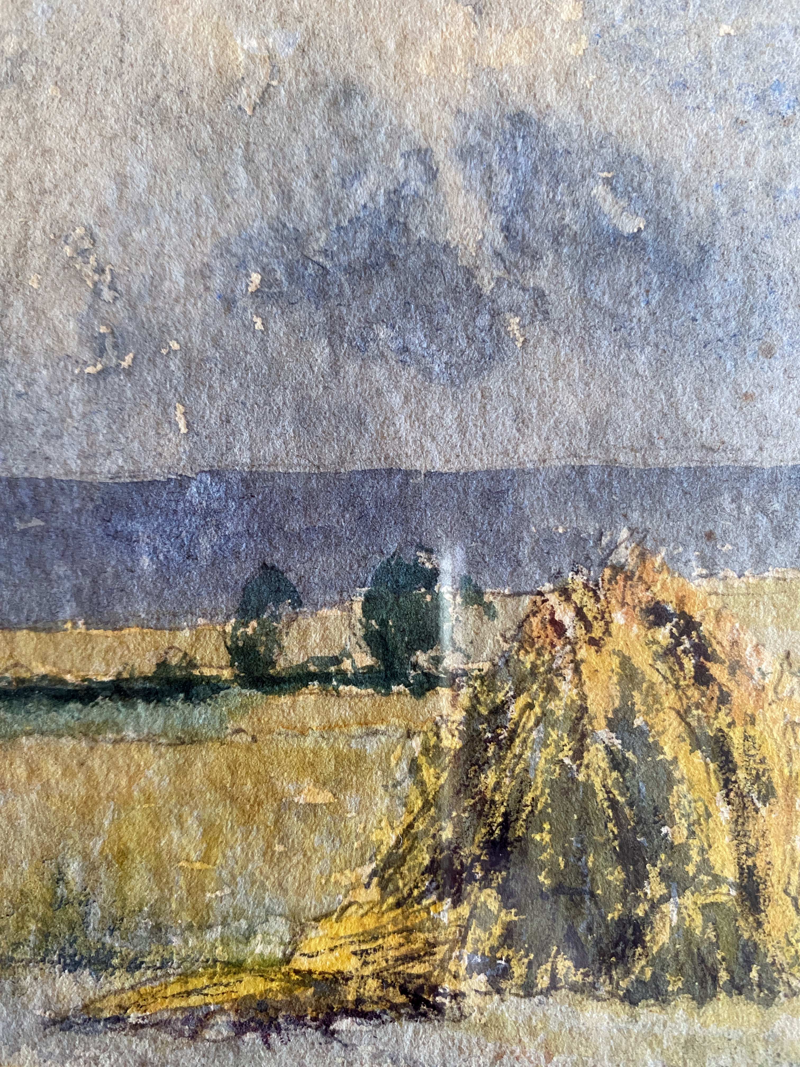 Tableau aquarelle "La moisson des foins" signé Moser Tell daté de 1939 ...