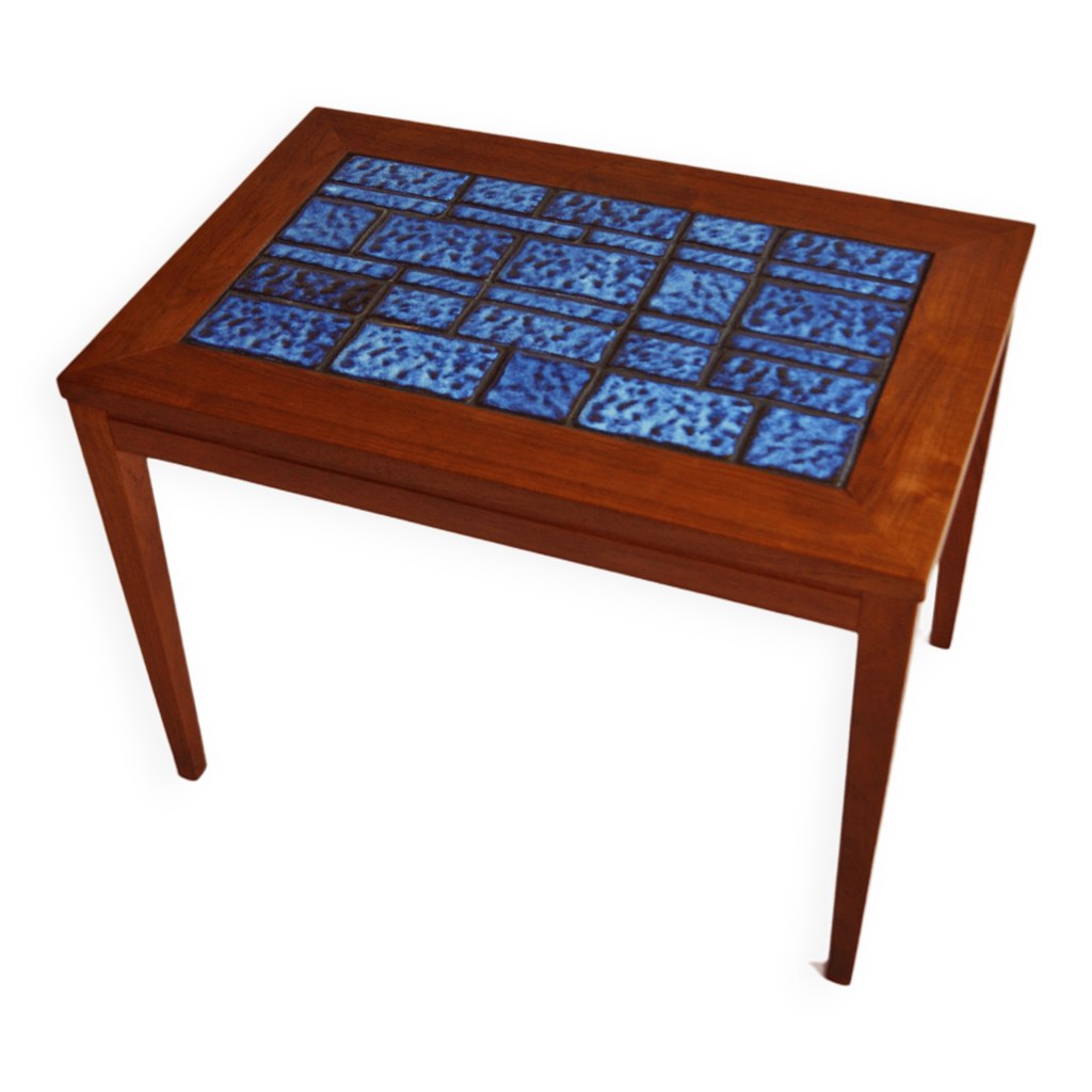 Table basse moderne en teck du milieu du siècle avec plateau en ...