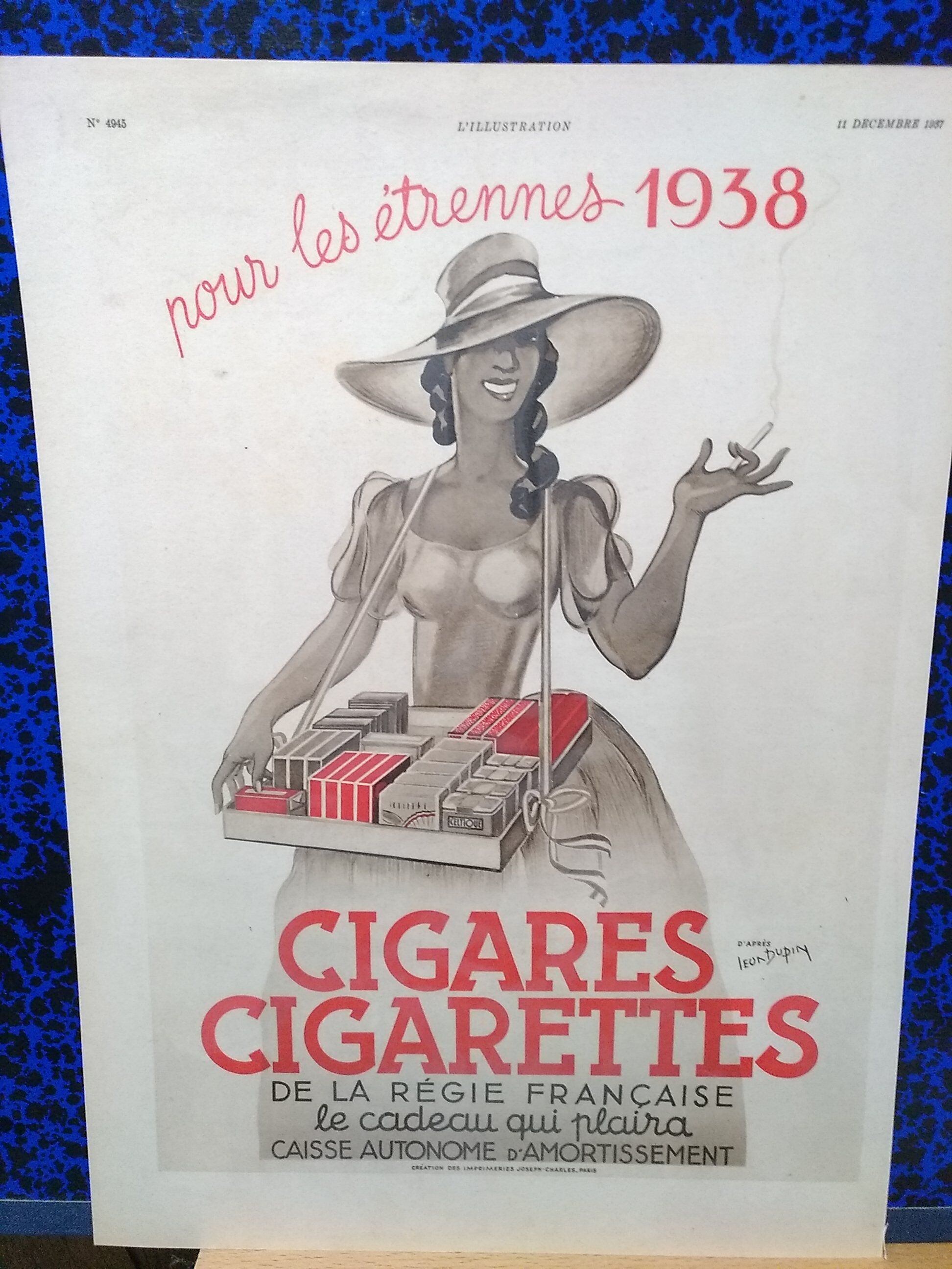 Affiche cigares cigarettes issue revue d'époque année 1937 | Selency