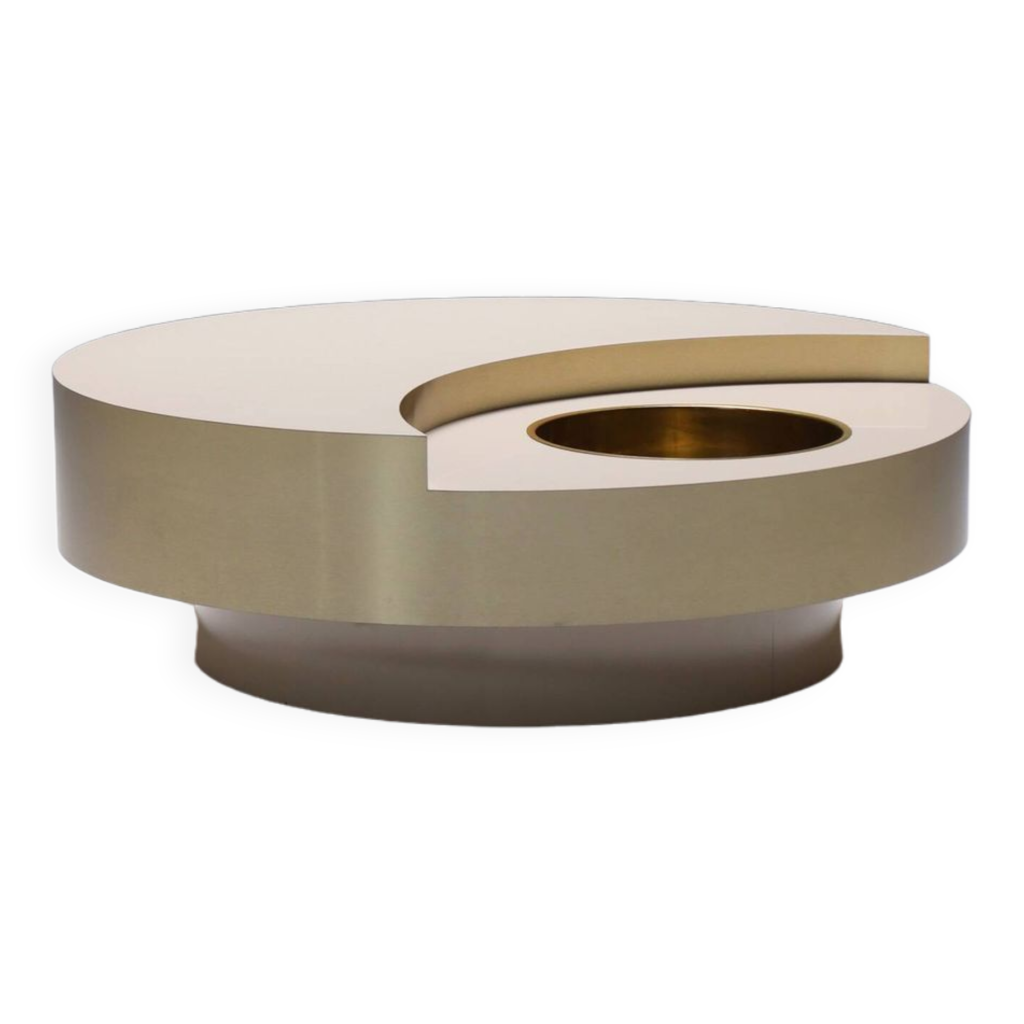 Rare table basse tournante TRG avec bar style Willy Rizzo | Selency