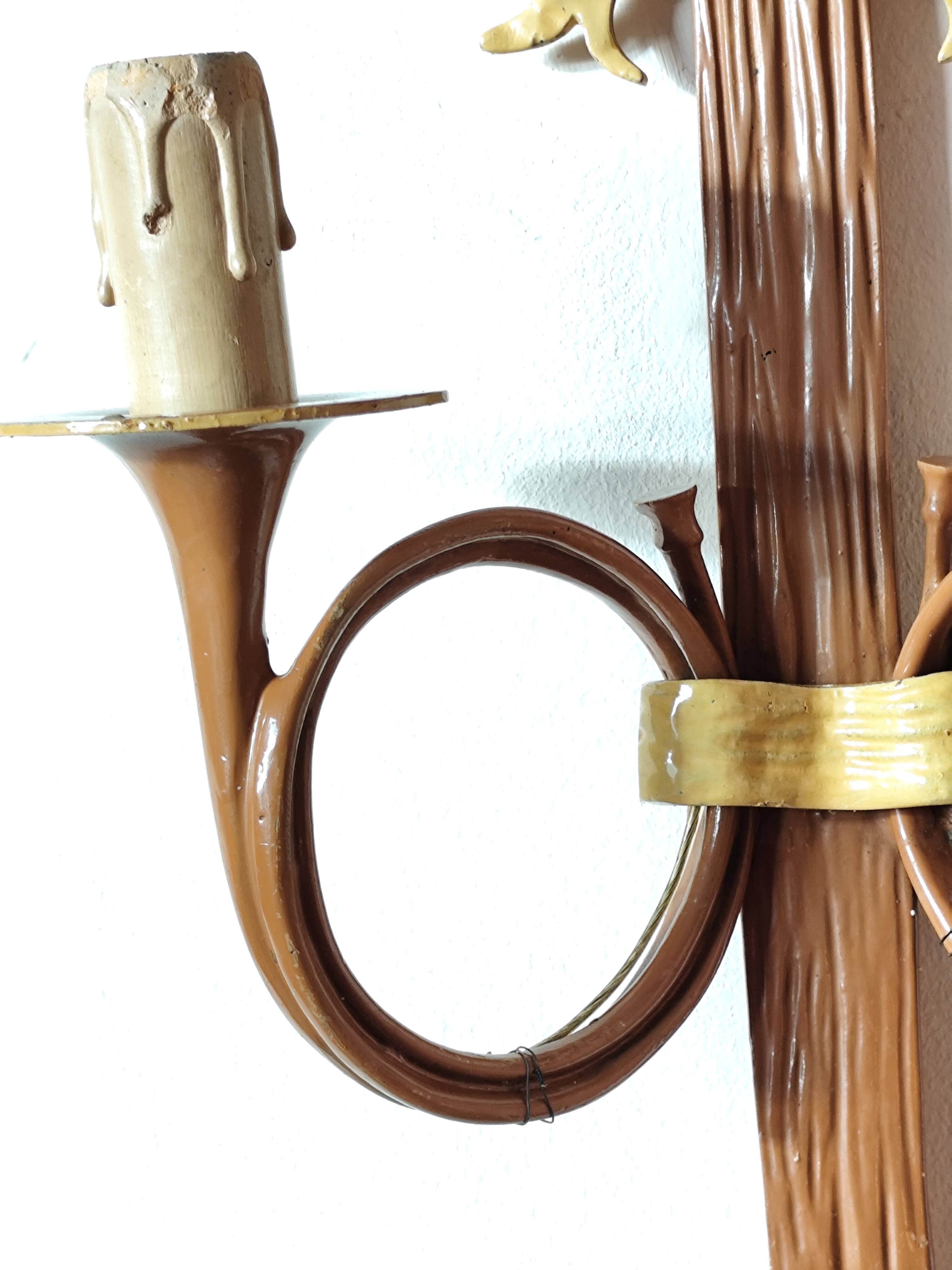 applique murale en métal bronze peint , 2 feux , lampe style Napoléon ...