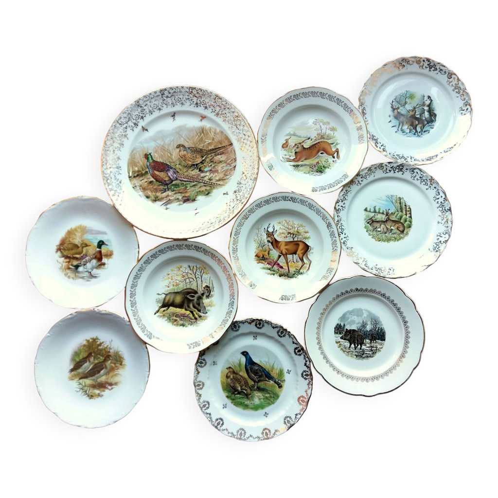 10 Mix & Match Hunting Plates. Mismatched Game Plates. Wild Boar, Deer ...