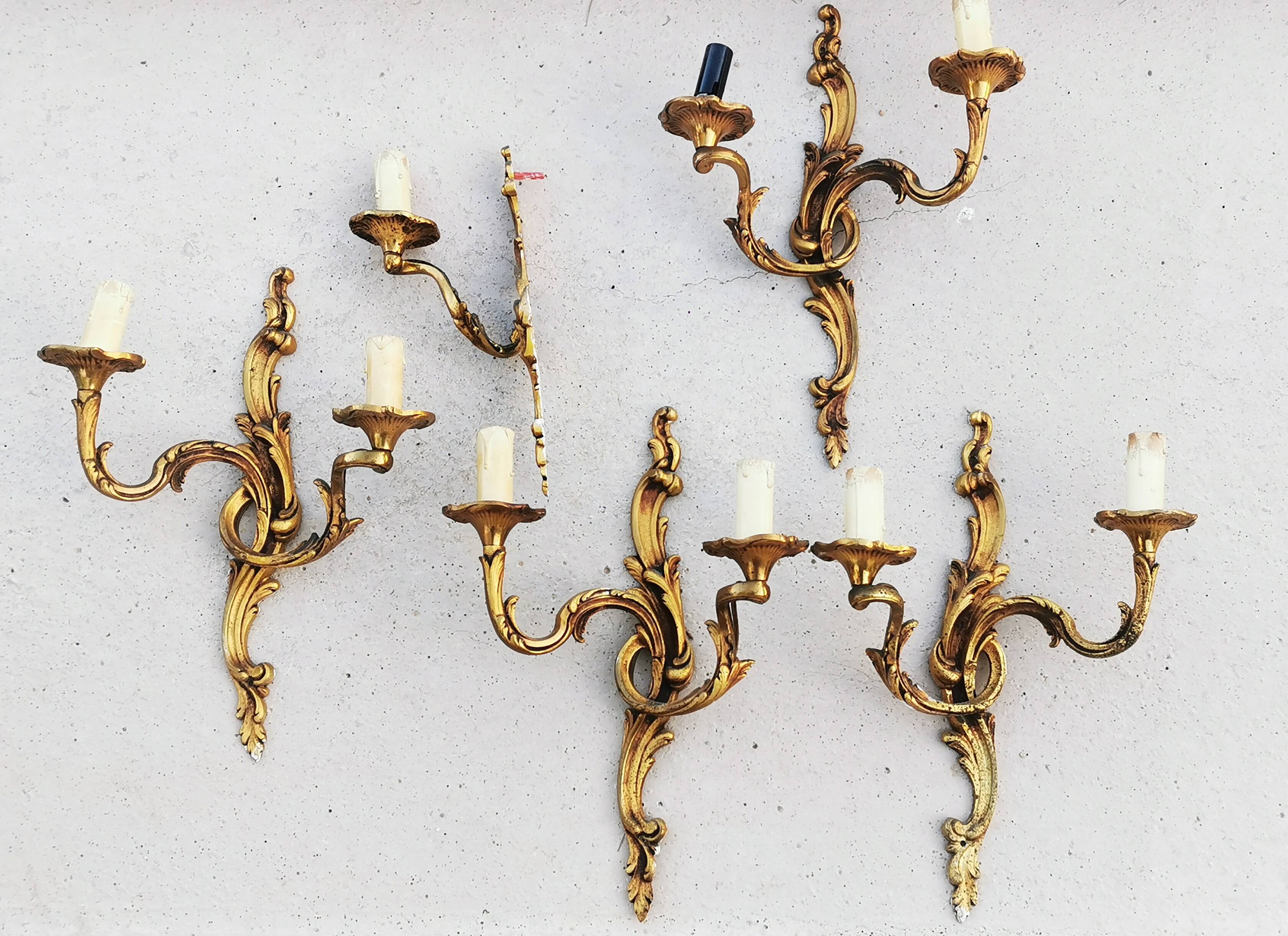 5 appliques vintage néo classique en bronze françaises | Selency