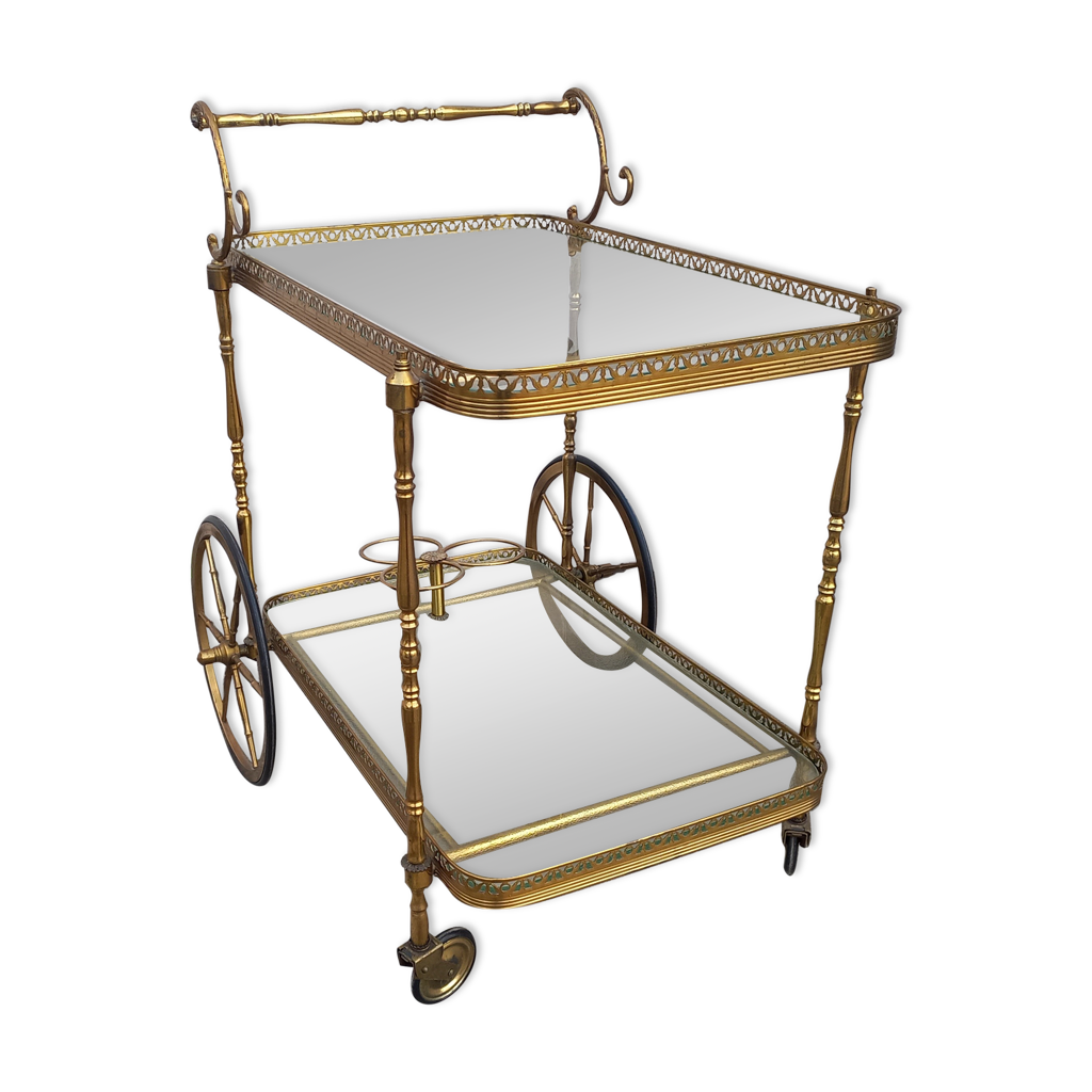 Desserte roulante, bar en laiton doré | Selency