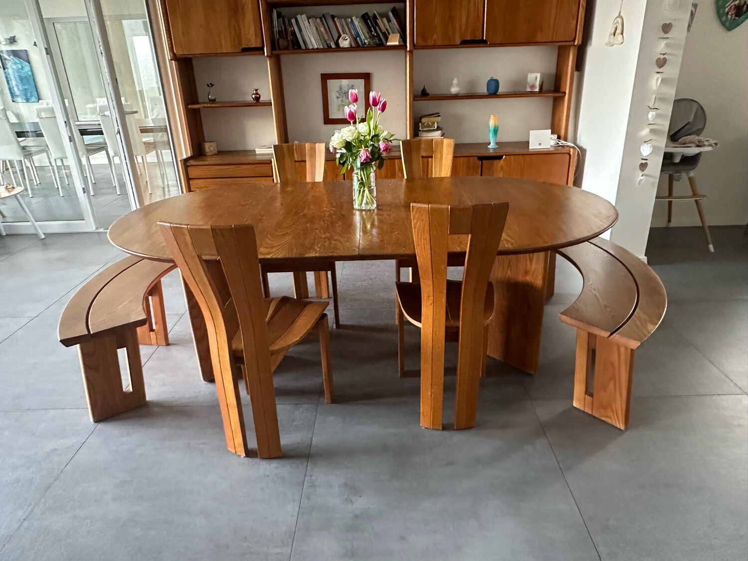 Table chaises et bancs en orme massif ébénisterie seltz | Selency