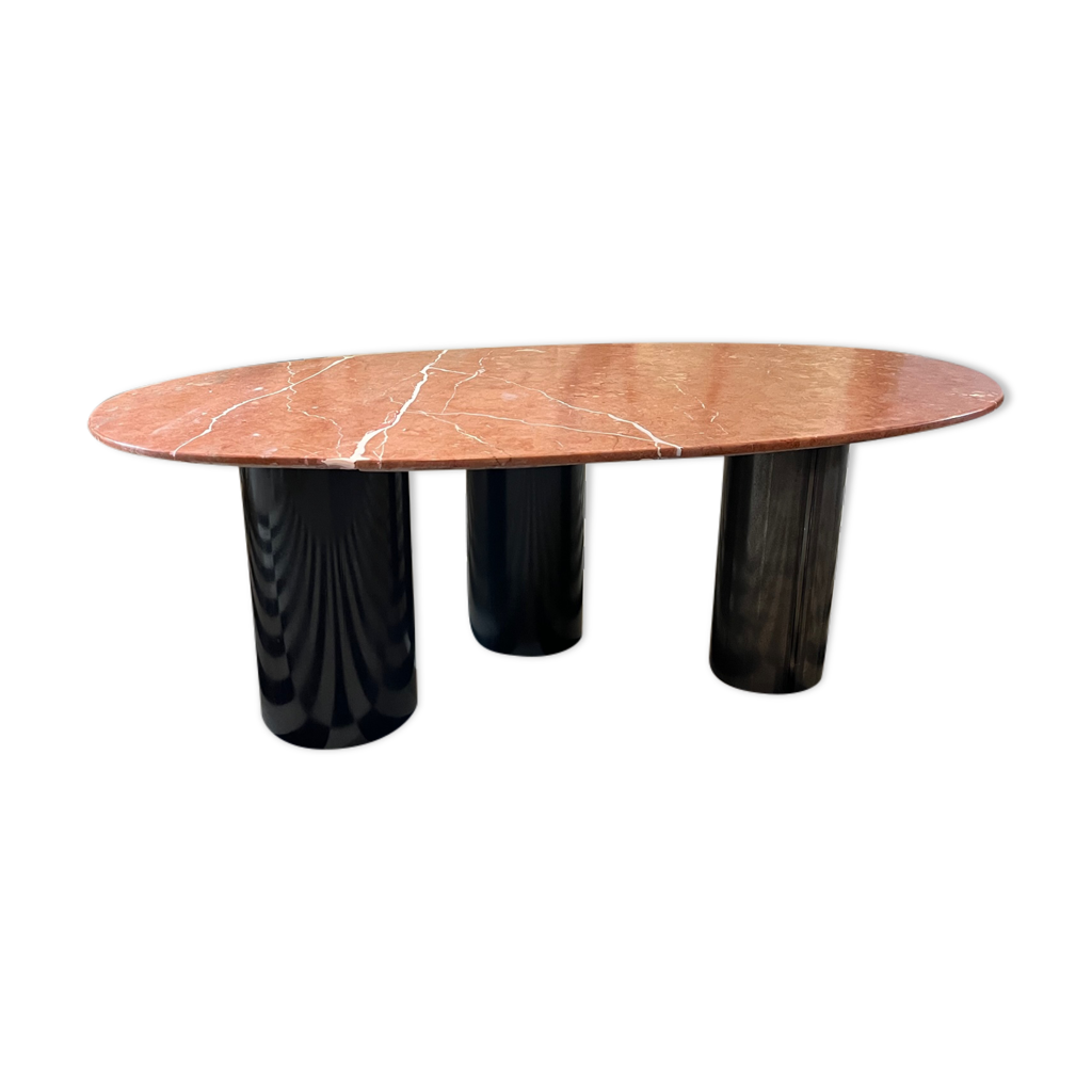 Table basse en marbre terracotta et pieds en acier | Selency