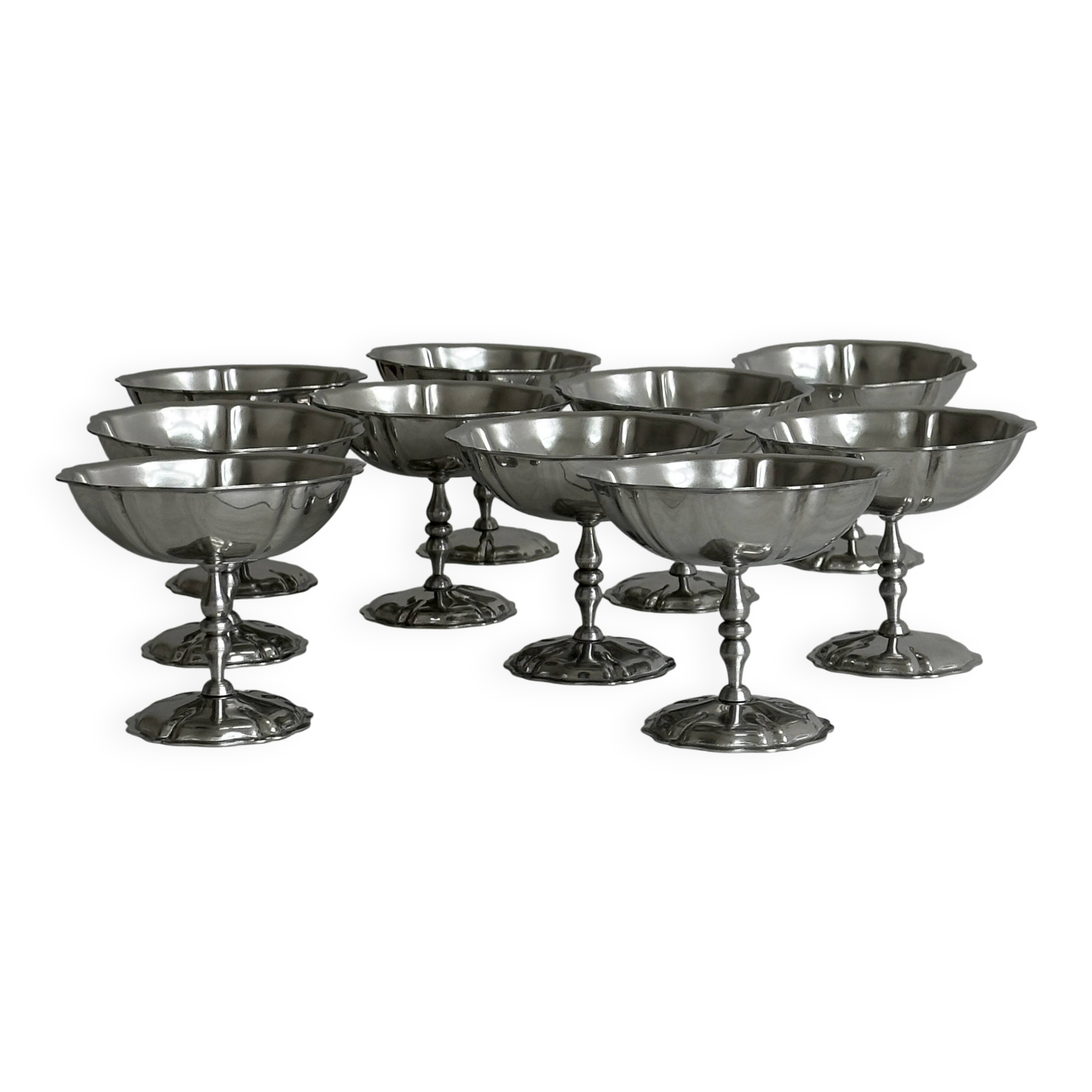 10 coupelles sur pied en inox style Letang Remy | Selency