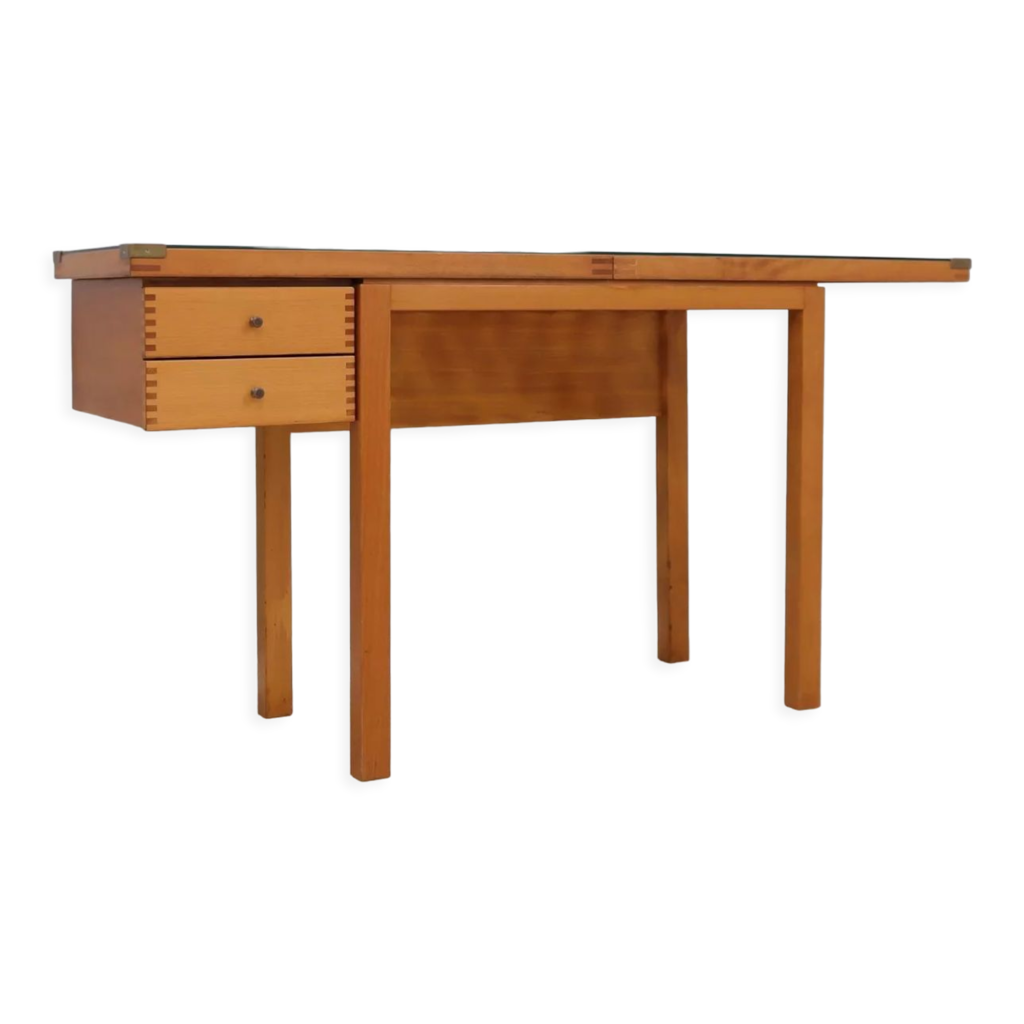 Bureau ?console en bois blond vintage années 1980 | Selency