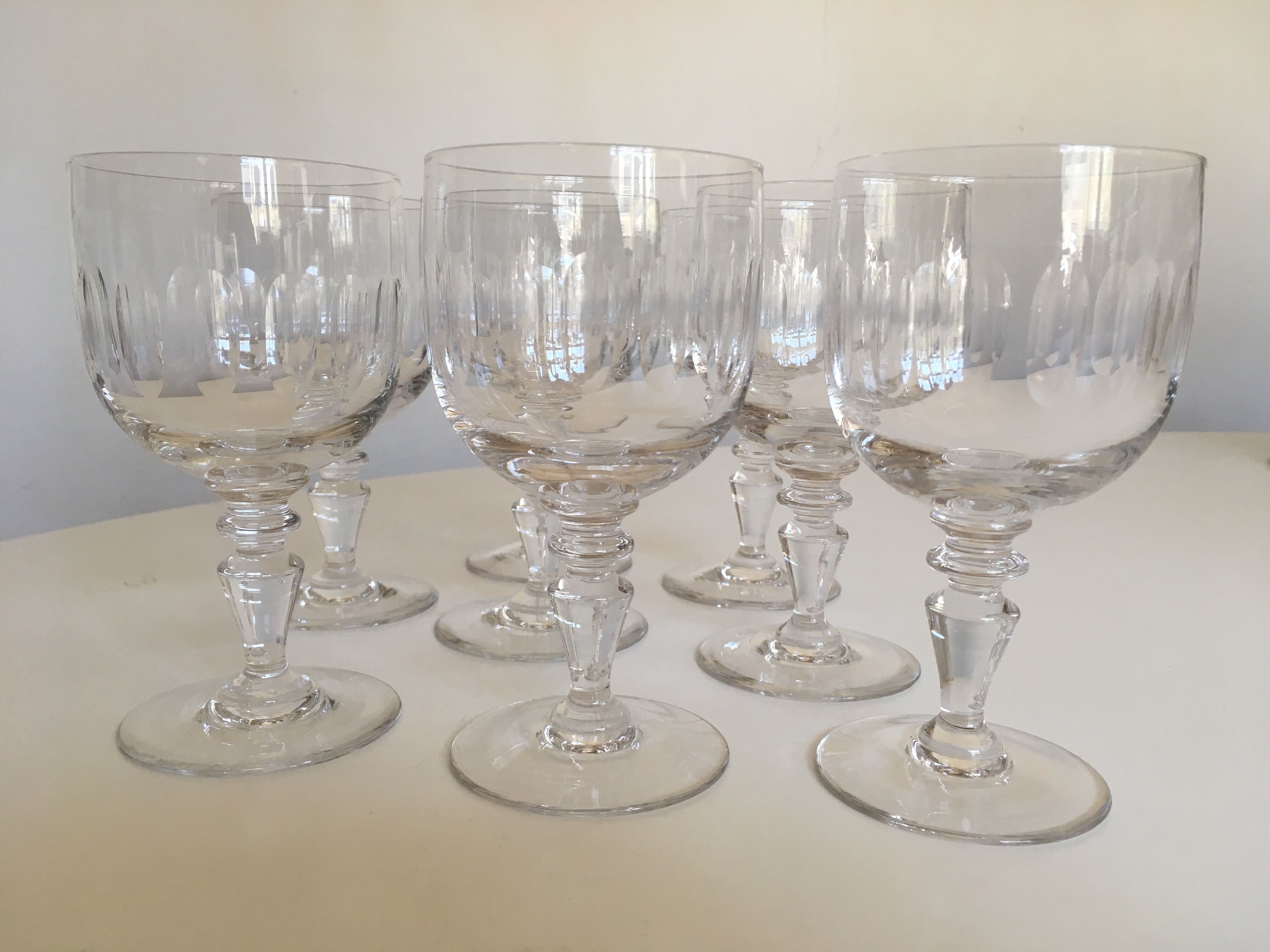 Set de 8 verres 19e en cristal sonnant à facettes | Selency