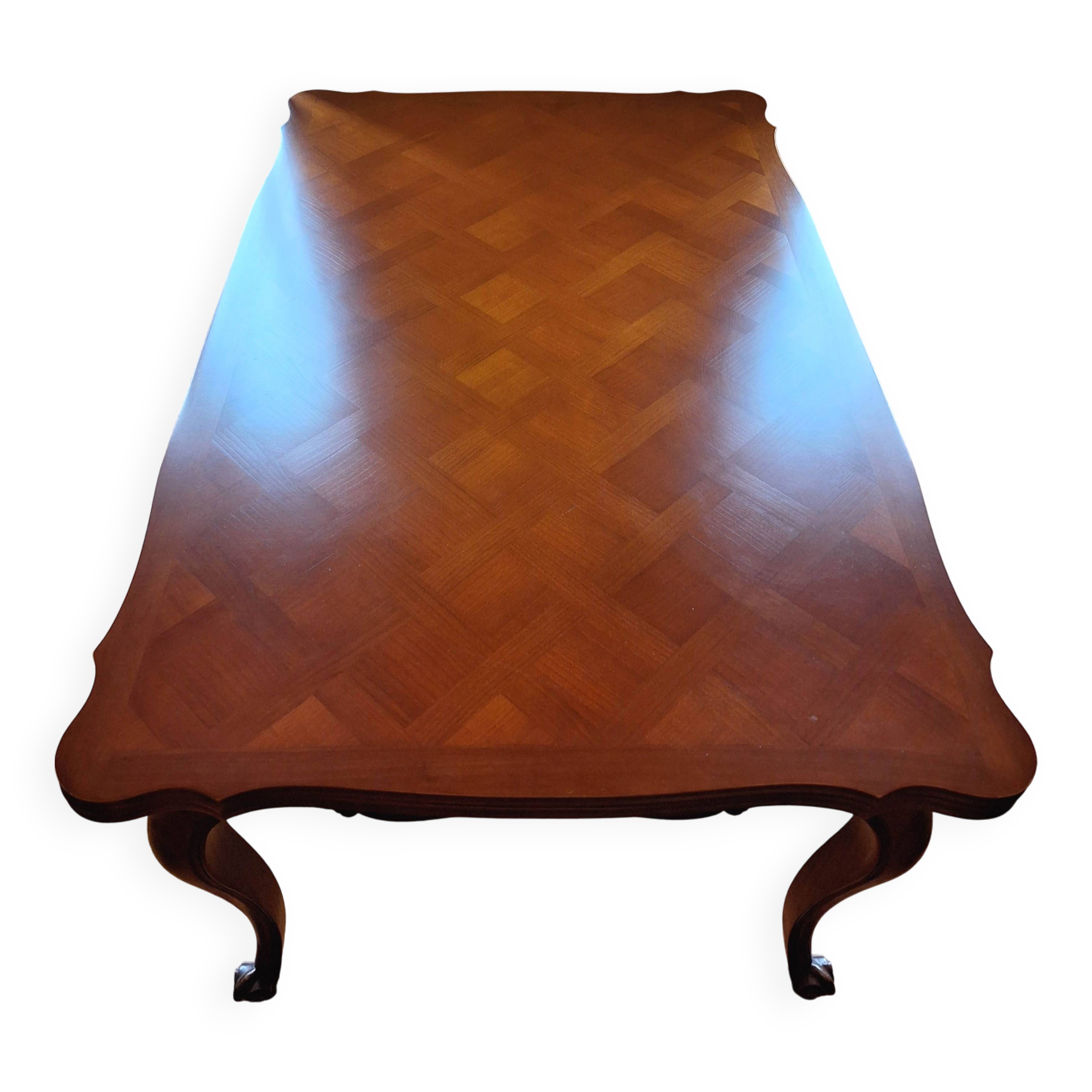 Table extensible de style Louis XV en merisier massif et marqueterie | Selency