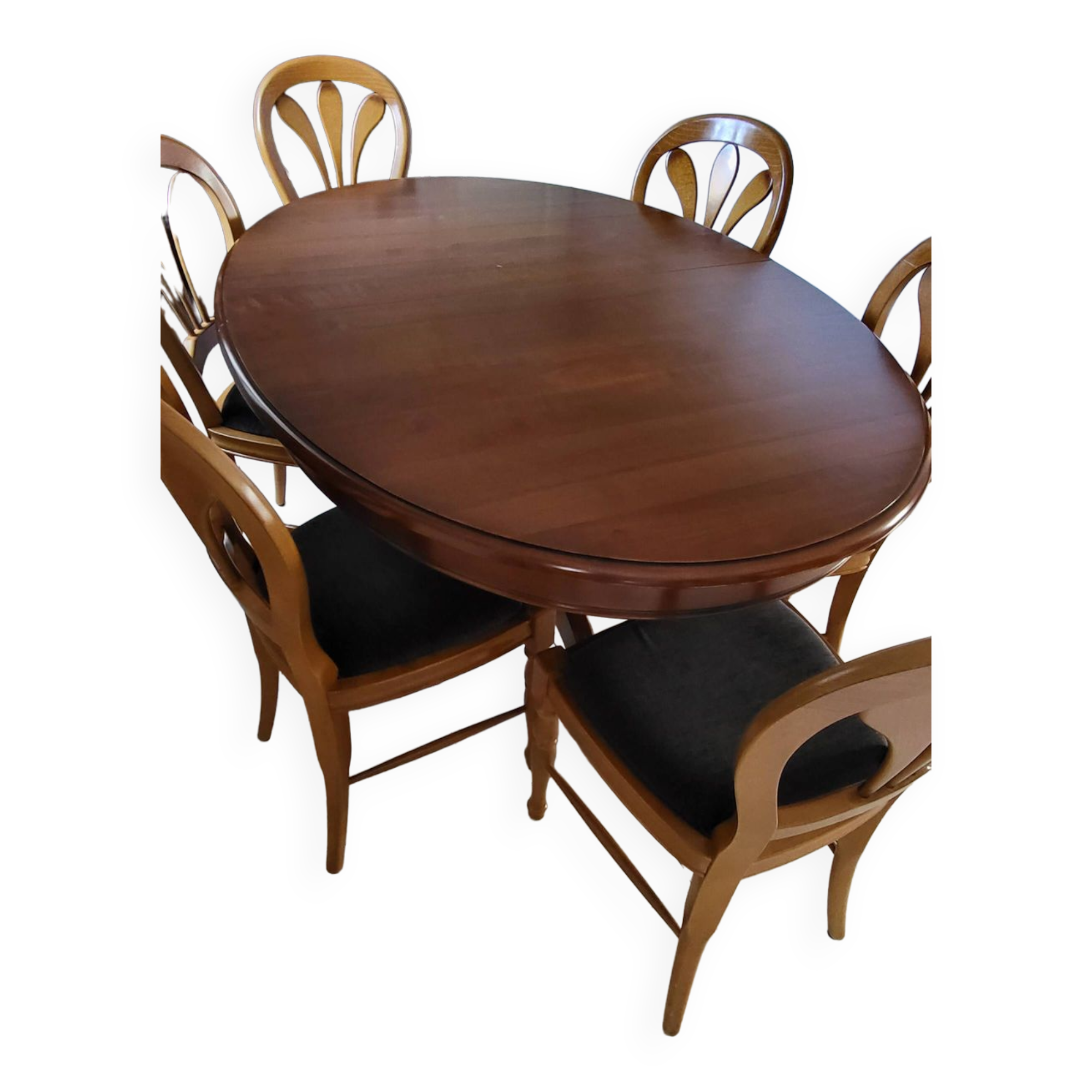 Table extensible merisier et 6 chaises | Selency