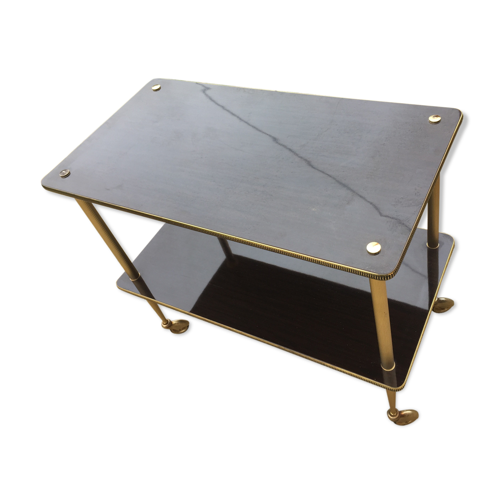 Table roulante années 60, laiton et formica | Selency