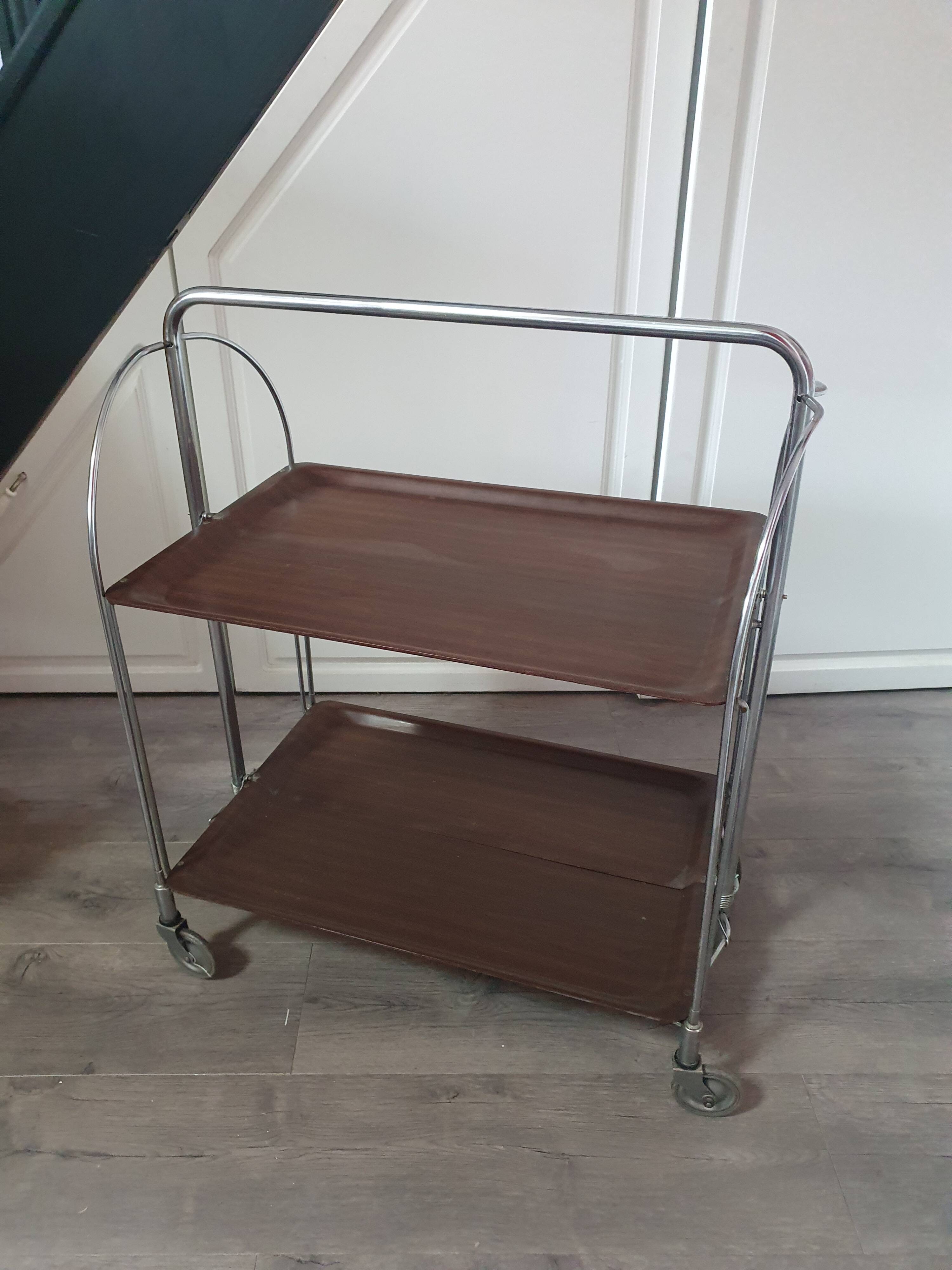 Desserte table chariot pliante sur roues des années 70 fabriquée par Bremshey Gerlinol en ...