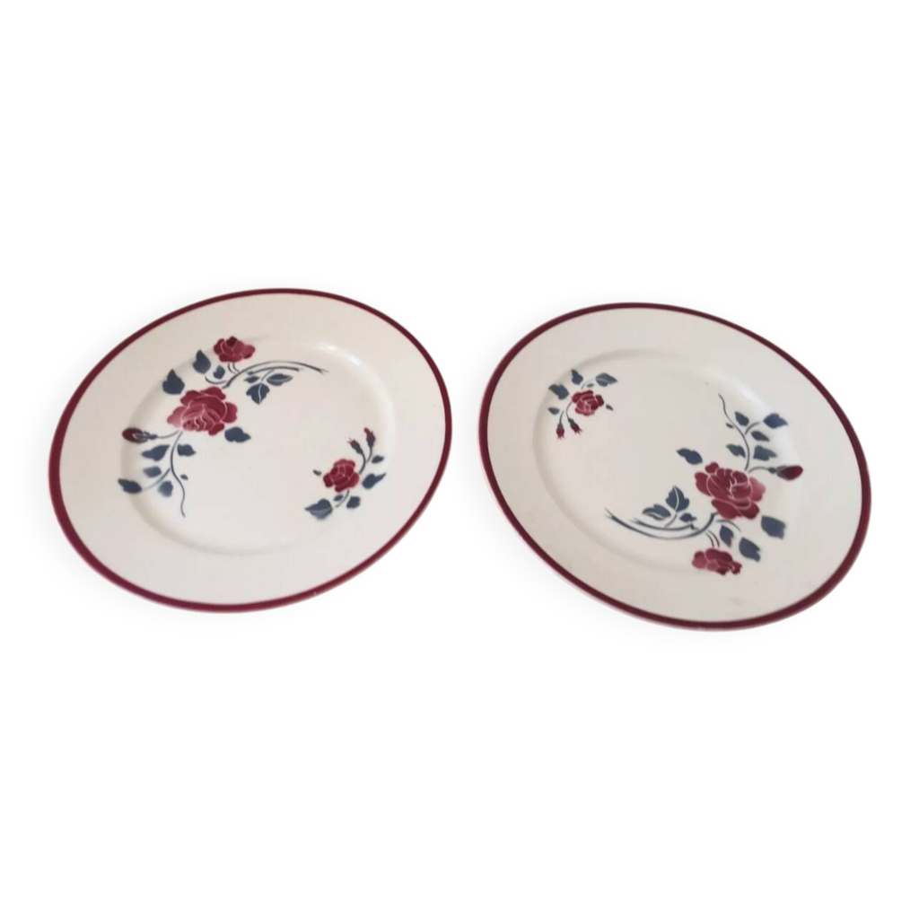 Assiettes plates Badonviller Rosador fleurs | Selency
