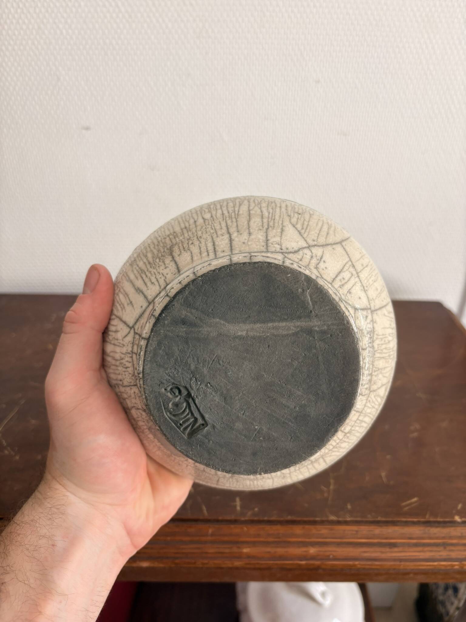 Vide Poche Vase Coupe Cendrier Raky Signé POterie Artisanat Bol Blanc ...