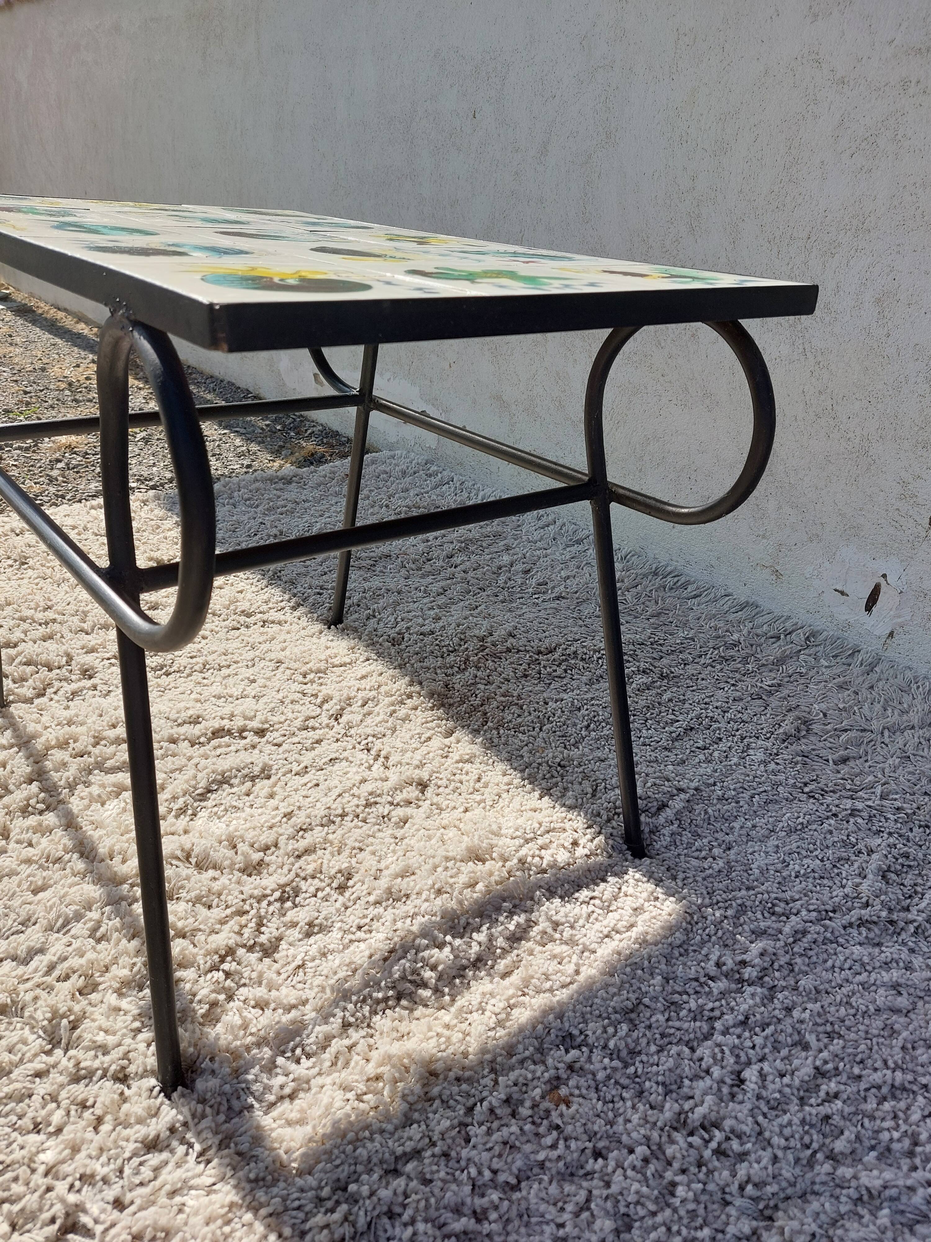 Table basse fer forgé et carrelage | Selency