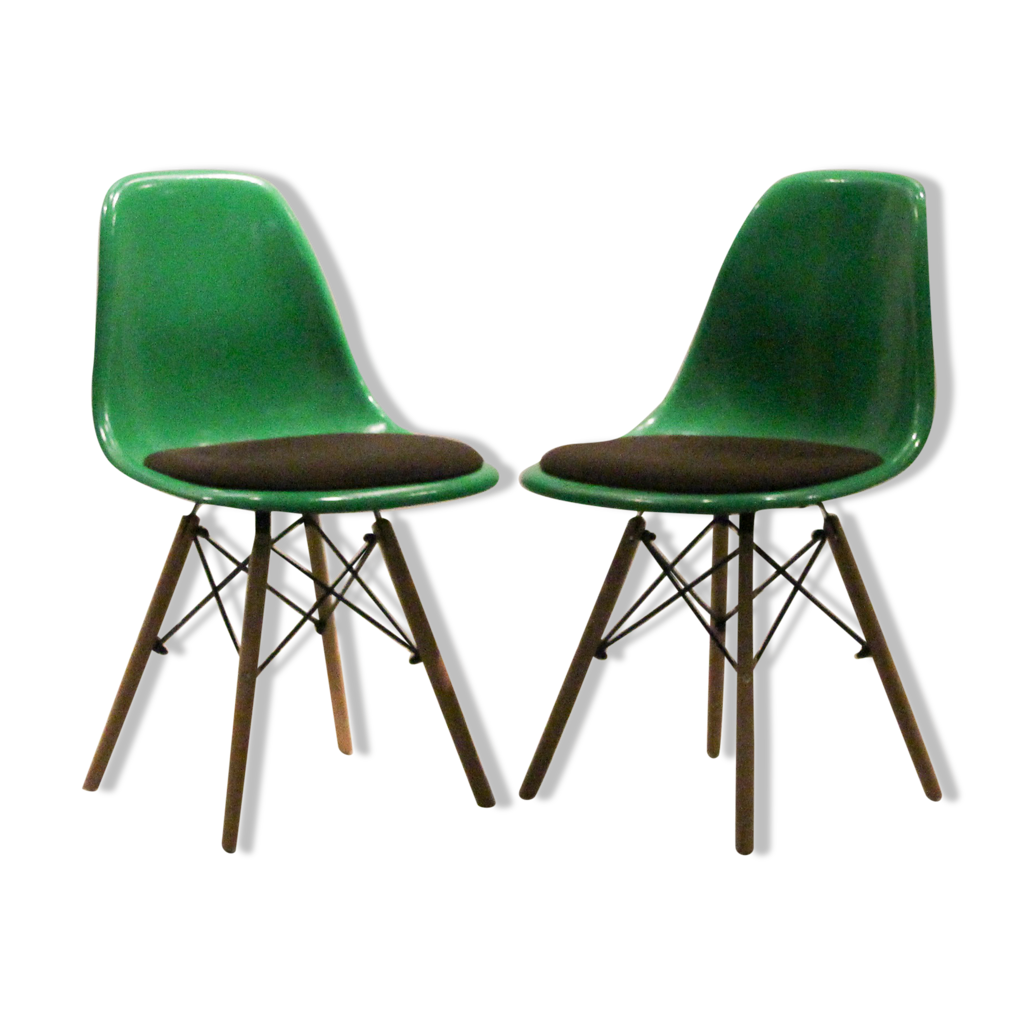 Set of 2 chairs with galette Kelly Green Eames | Selency
