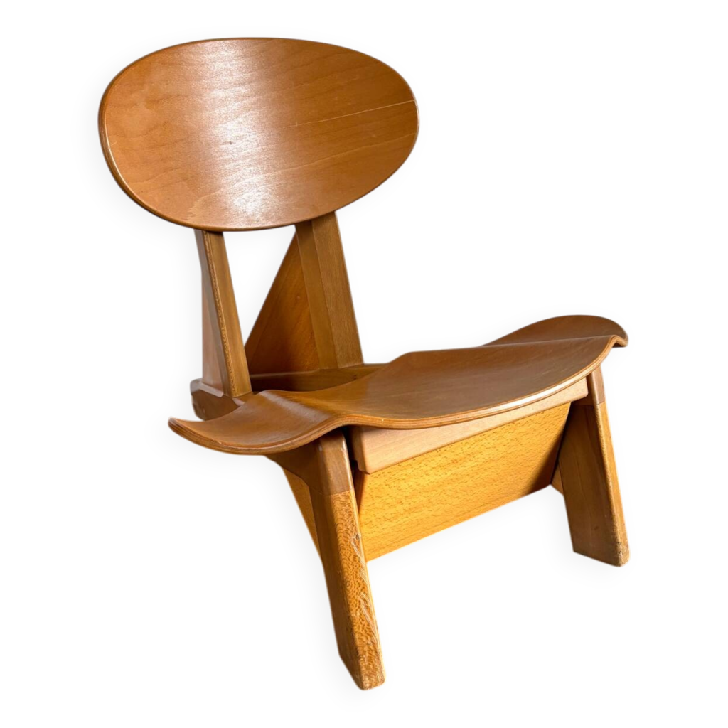 Chaise basse sculpturale Alain Gaubert 1950 | Selency