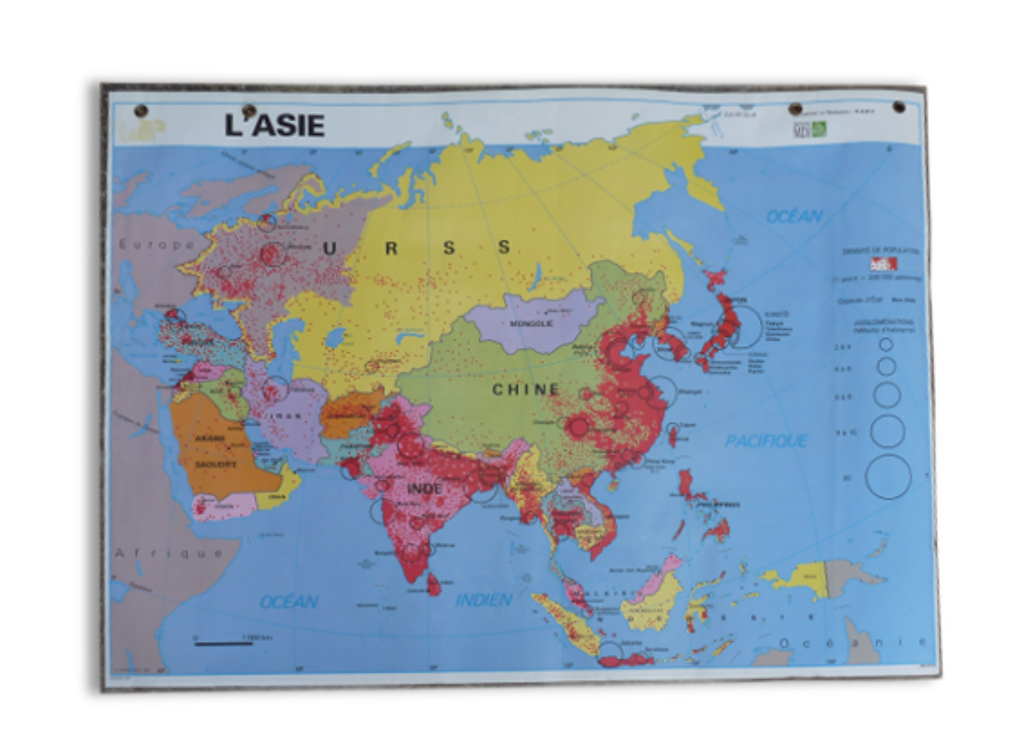 School poster vintage Asia edition MDI map / old card / school map ...