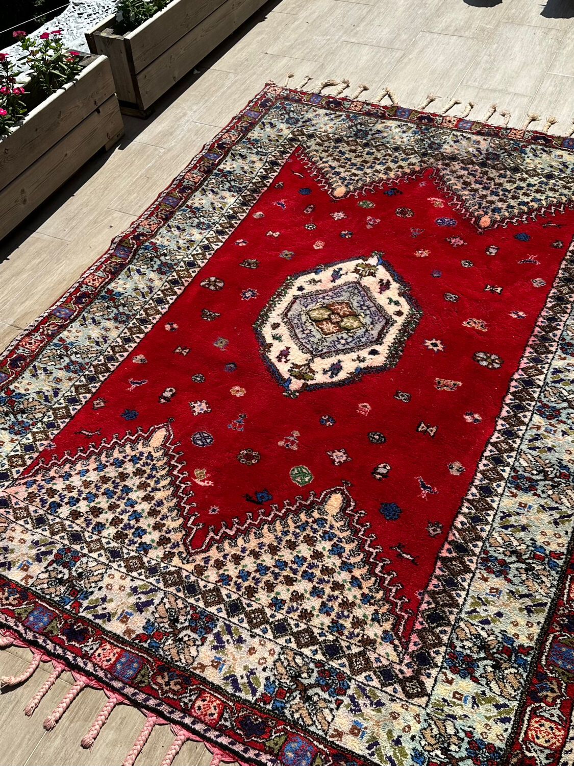 Tapis marocain berbère vintage en laine de Rabat | Selency
