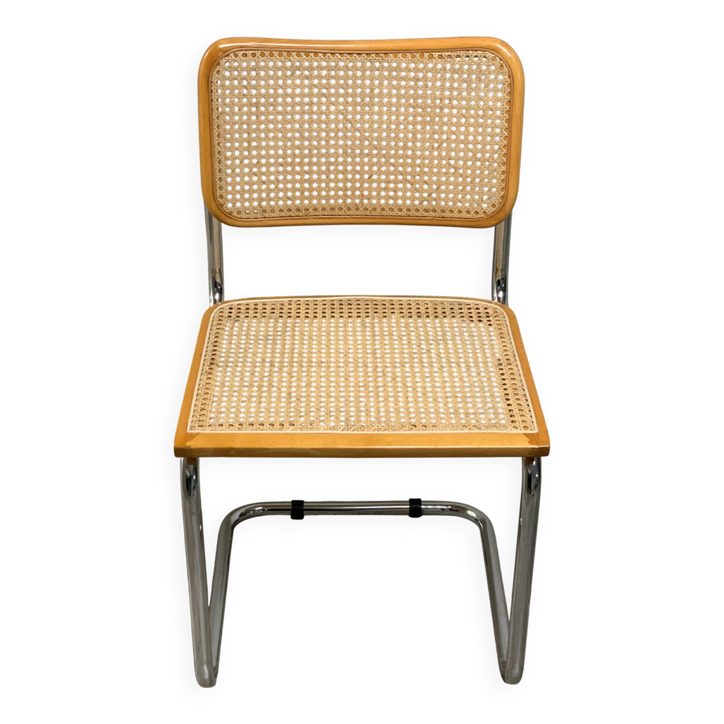 Chaise dans le style B32 bois clair et cannage | Selency