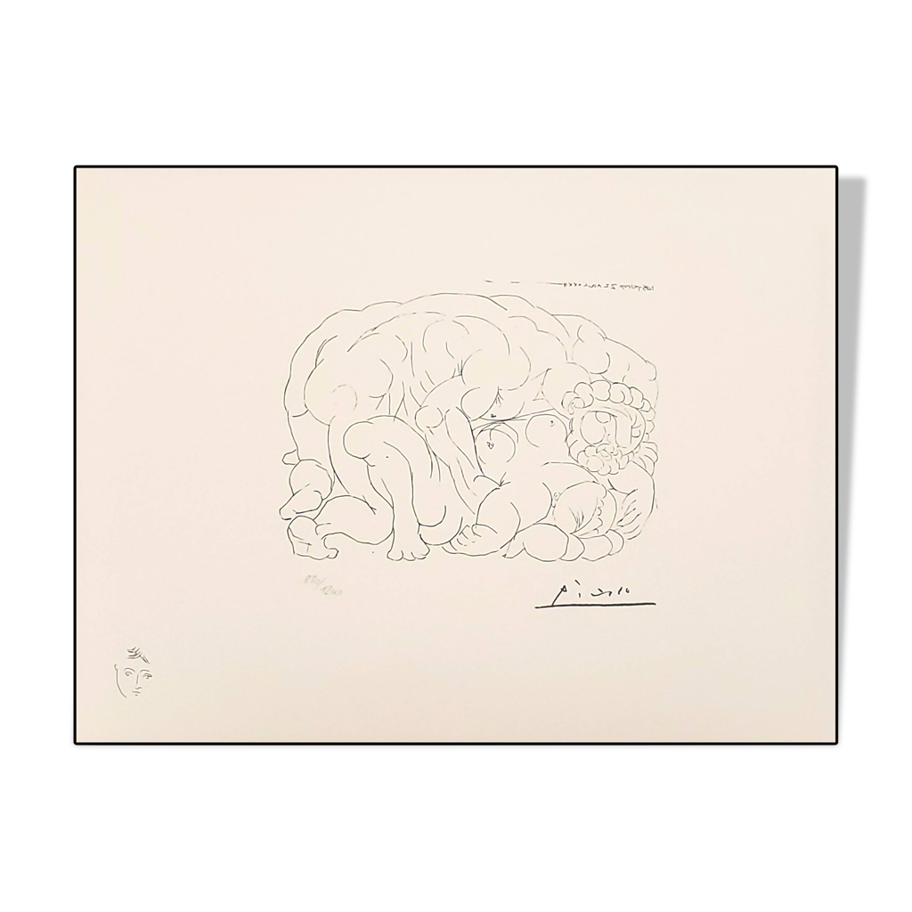 Pablo Picasso, lithographie originale, Suite Vollard, 1973: L’étreinte ...