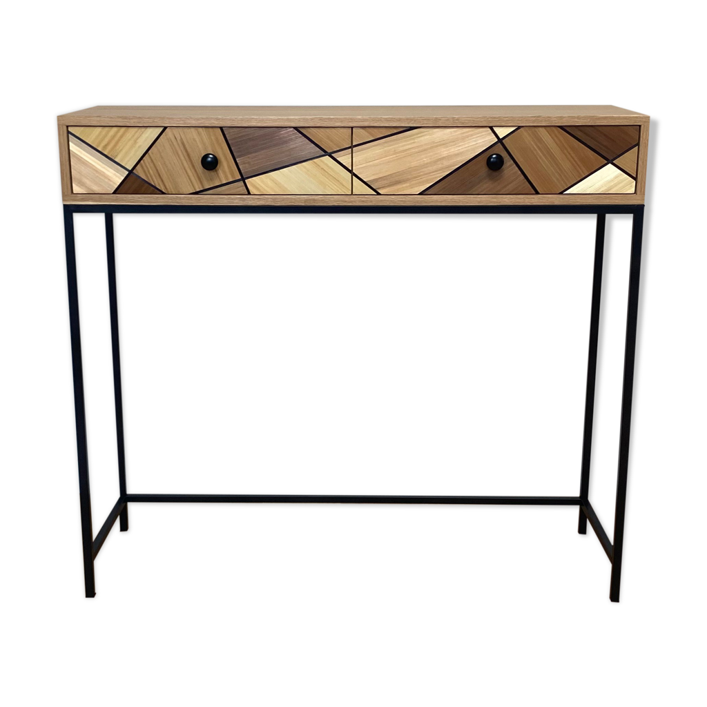 Console chêne marqueterie de paille | Selency