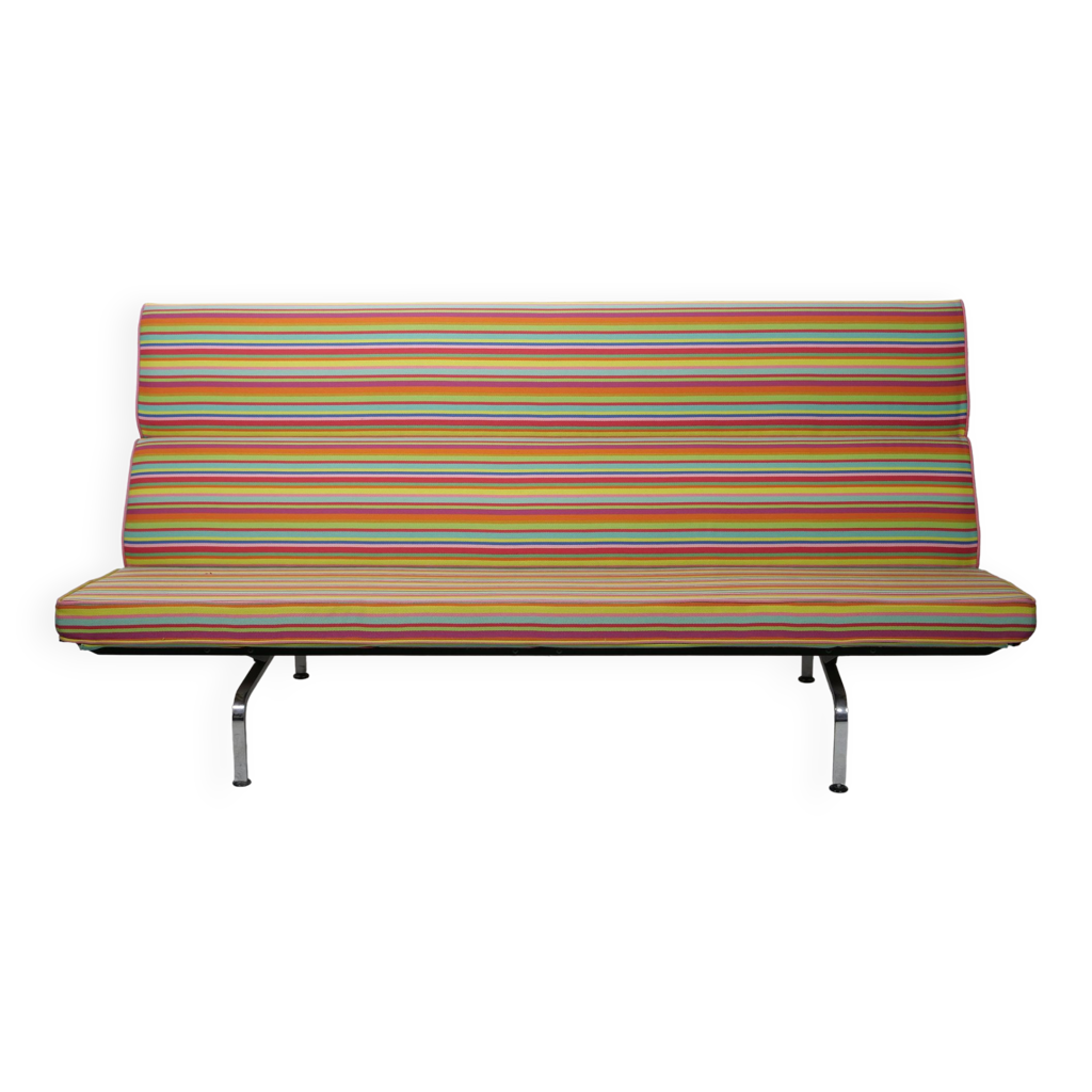Sofa compact Eames Vitra Alexander Girard Miller stripe fabric | Selency