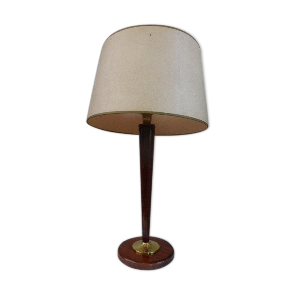 Lampe de bureau Unilux vintage 1970 en bois et métal doré | Selency