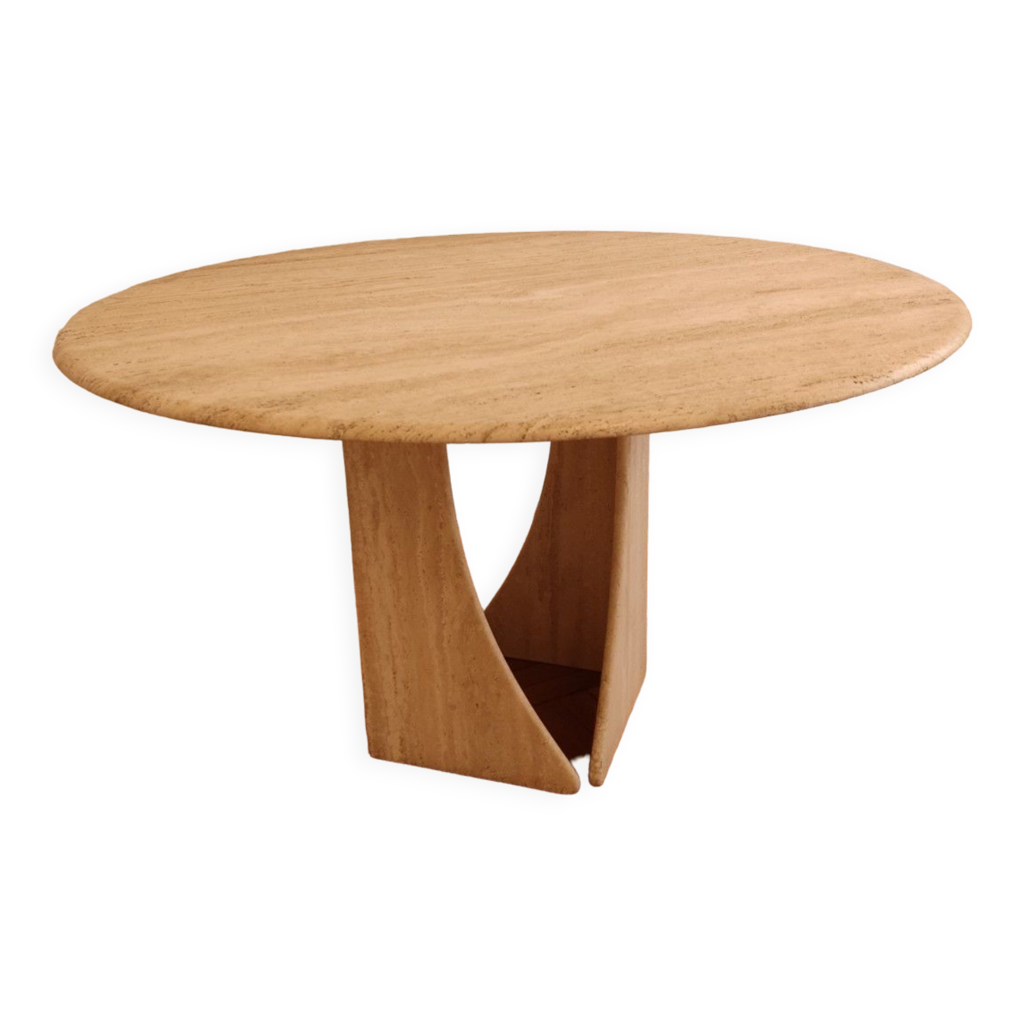 Table à manger circulaire en travertin | Selency