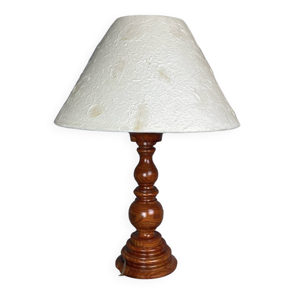 Grande lampe de table buffet en bois avec abat-jour en papier fait main ...