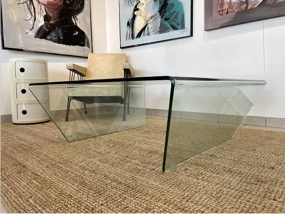 Table basse en verre forme trapézoïdale | Selency