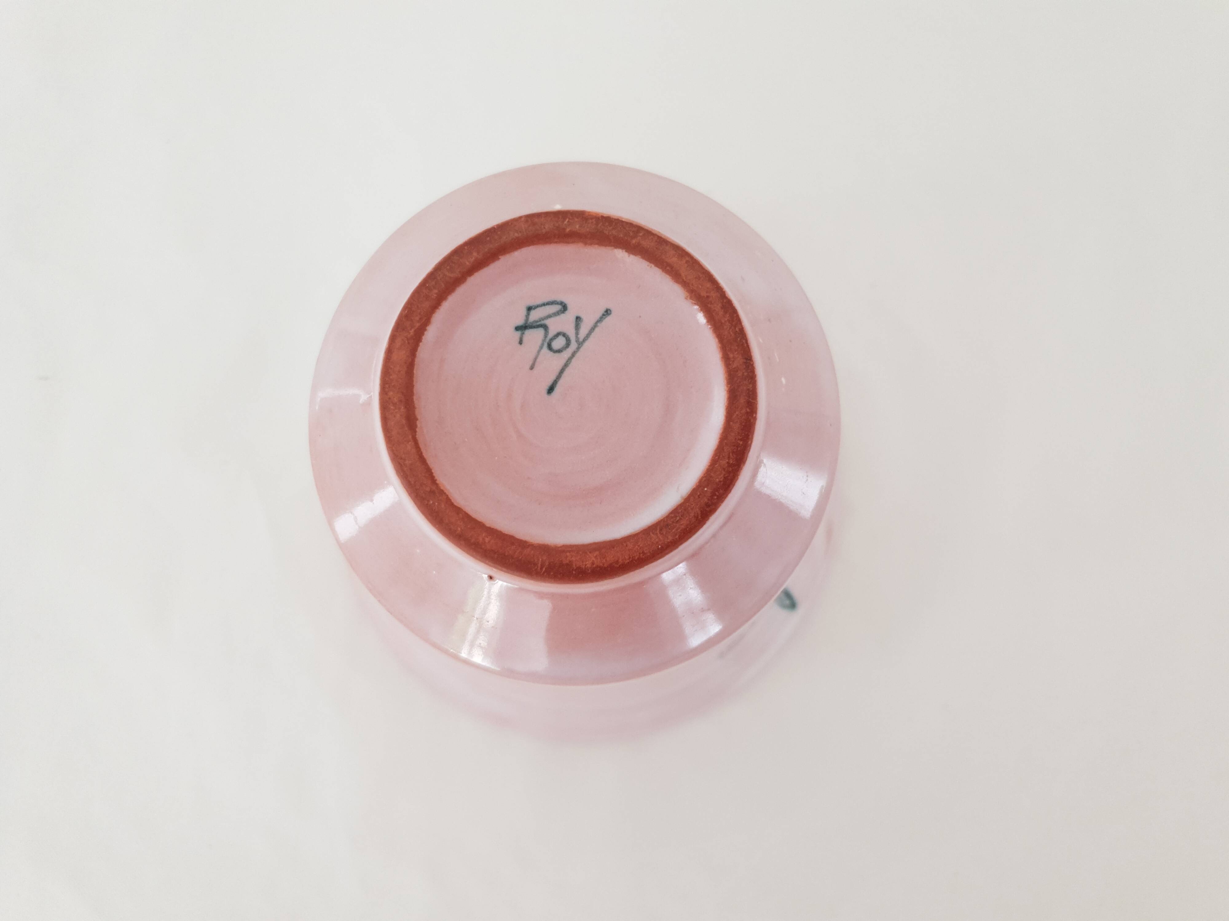 Vase cache pot en céramique dessin coq - signé yvon roy durtal ...