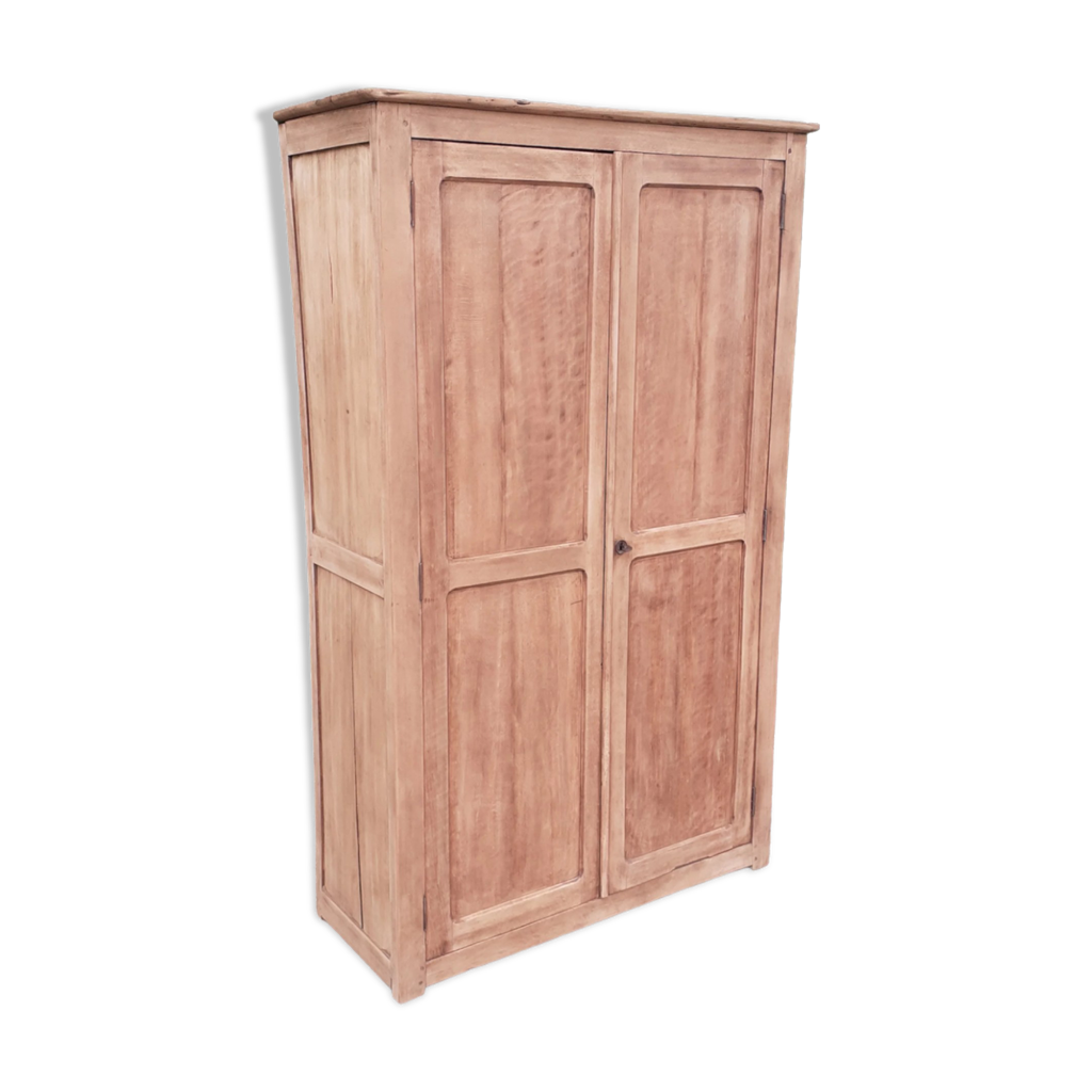 Parisian wardrobe 2 doors in solid oak raw wood | Selency