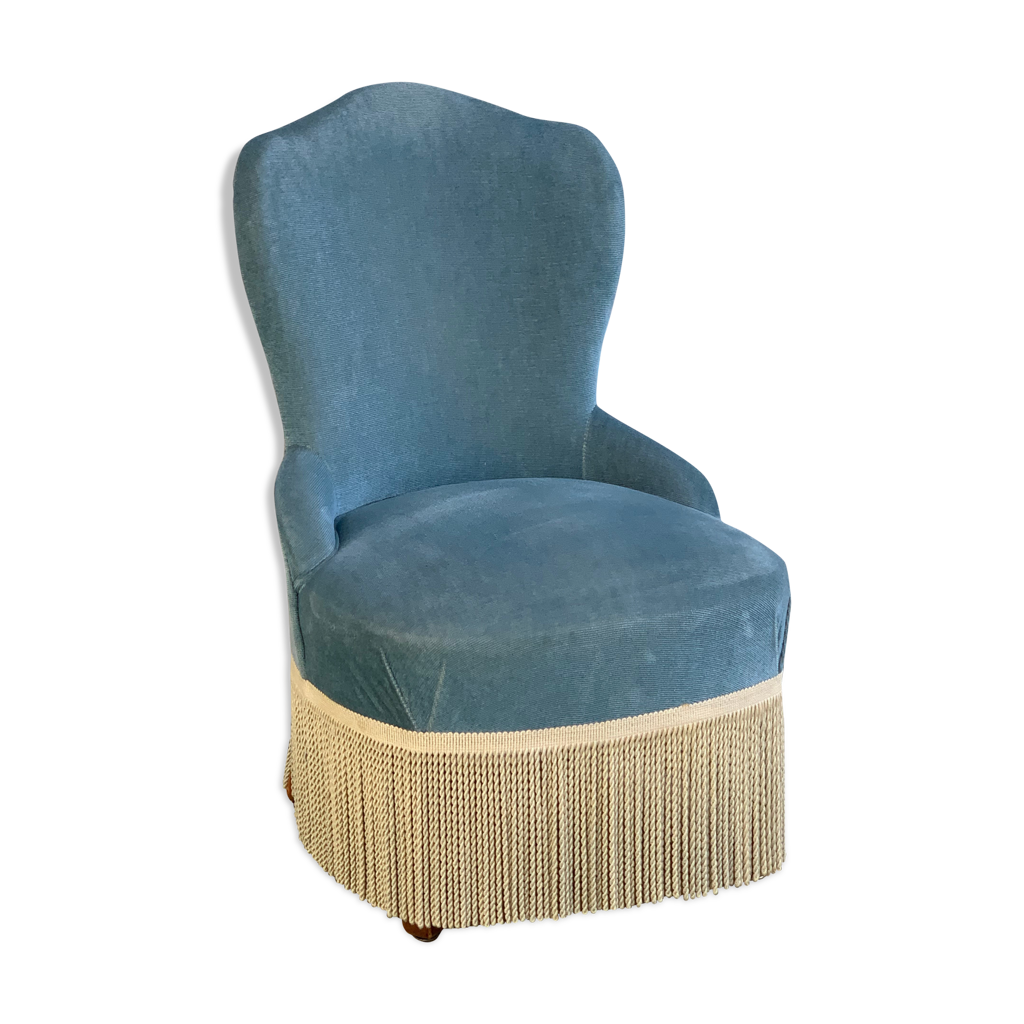 Fauteuil crapaud velours bleu | Selency