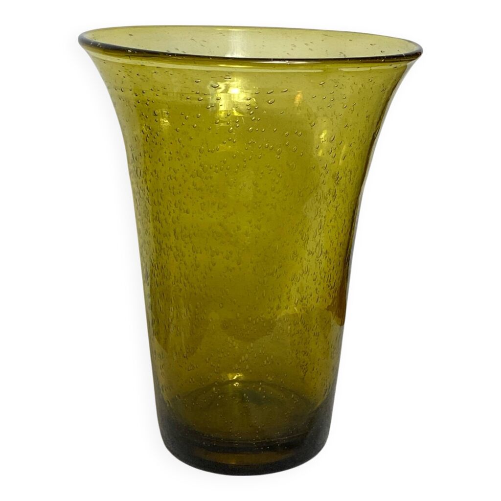 Grand vase en verre bullé et soufflé Biot | Selency