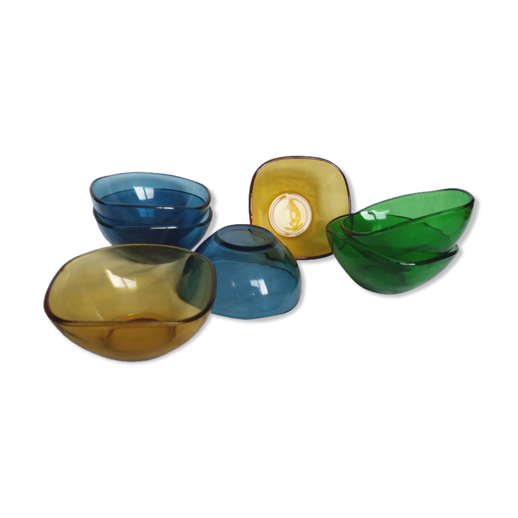 7 coupelles en verre coloré | Selency