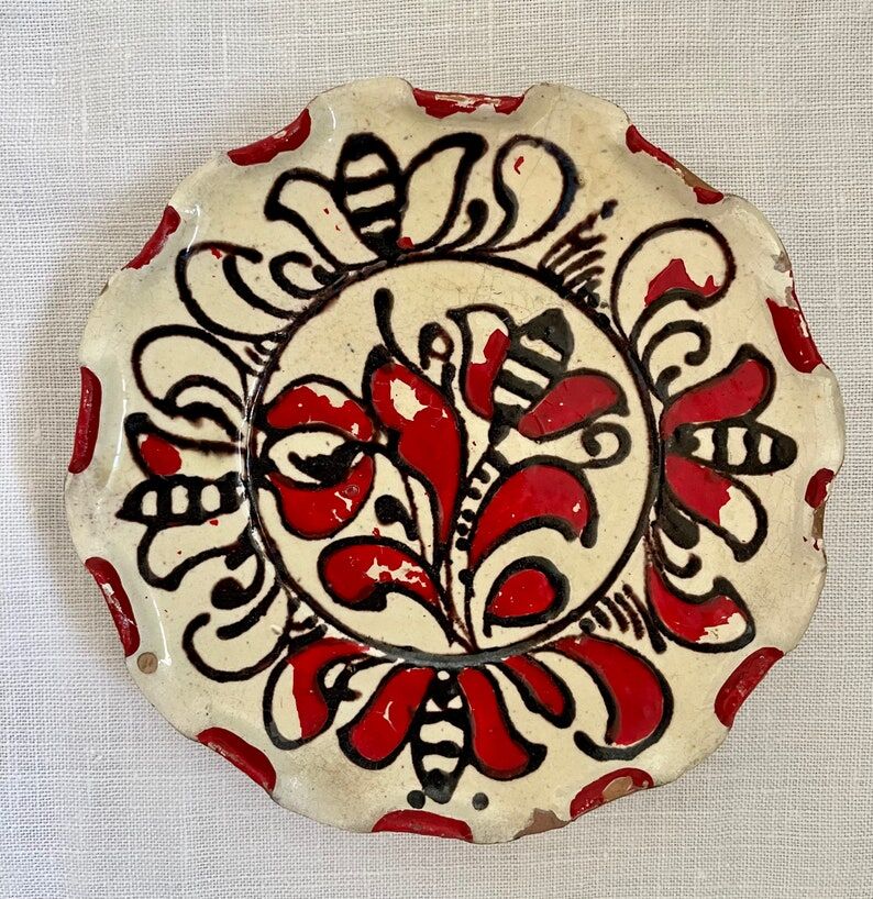 Collectibles Transylvania Pottery Terracotta Plate Antique Peasant ...