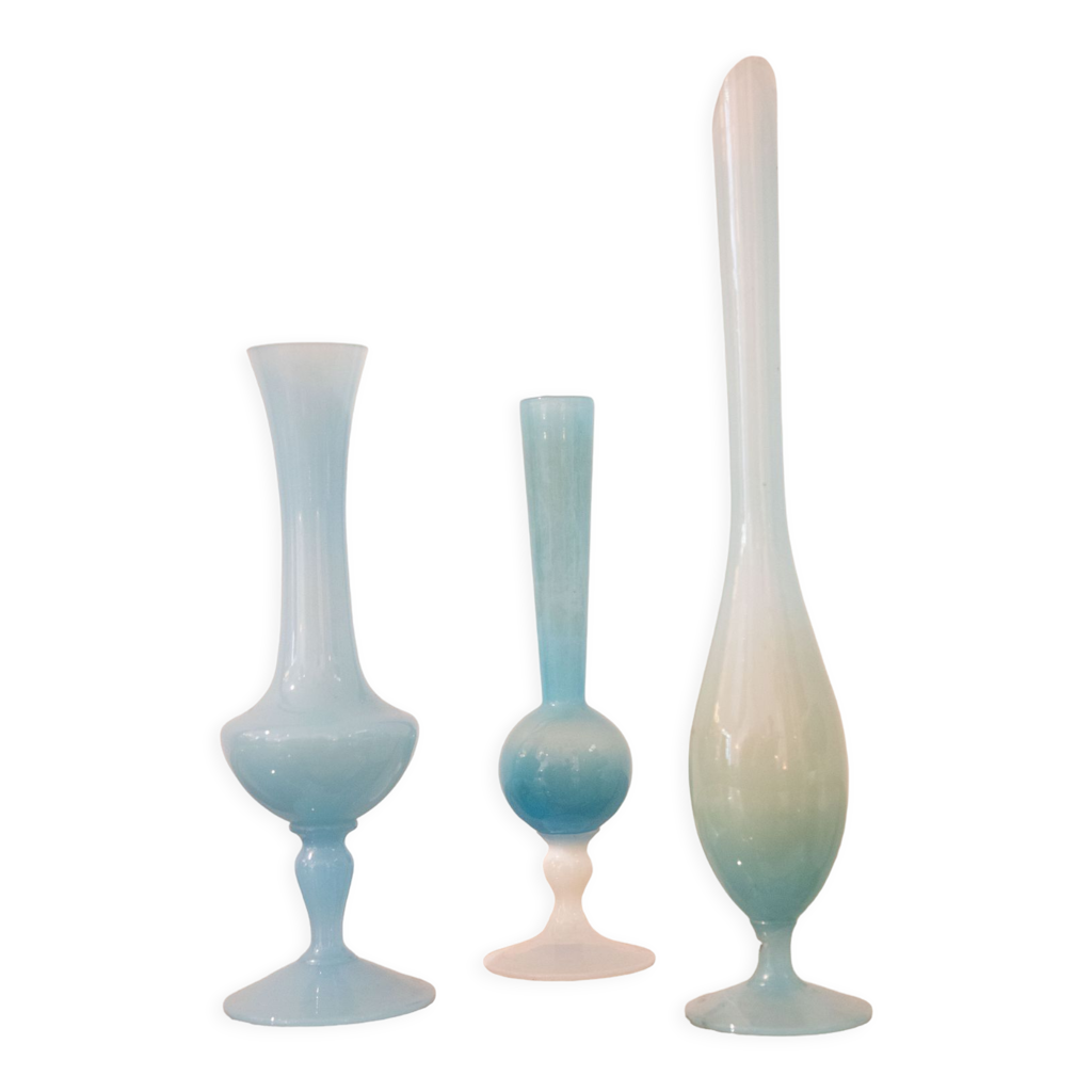 Trio soliflore opaline bleu | Selency