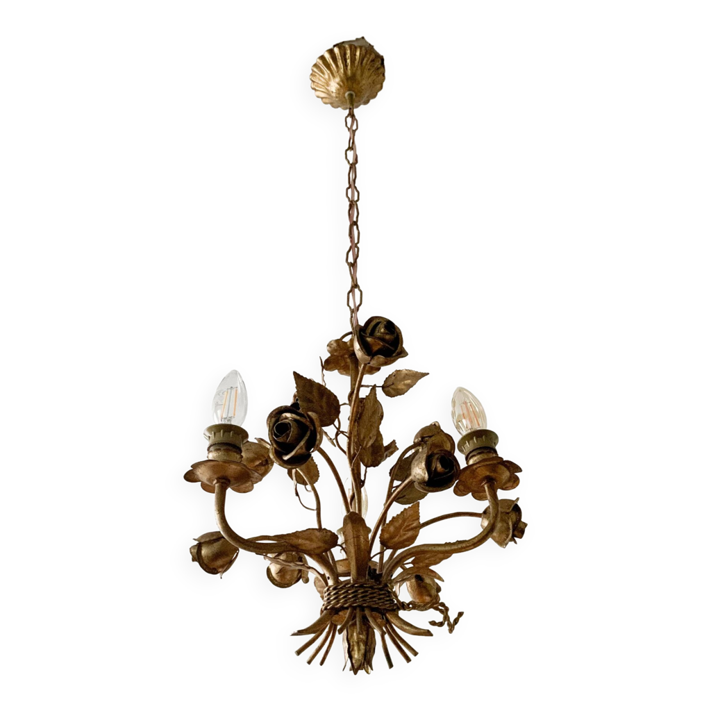 Lustre suspendu vintage roses dorées Hans Kogl Design 1960/ Style ...