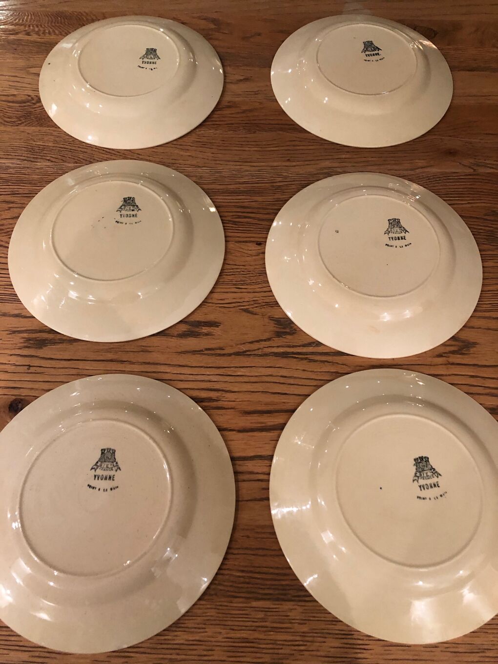 6 Assiettes Anciennes Gien France Peintes à La Main Modèle Yvonne Selency