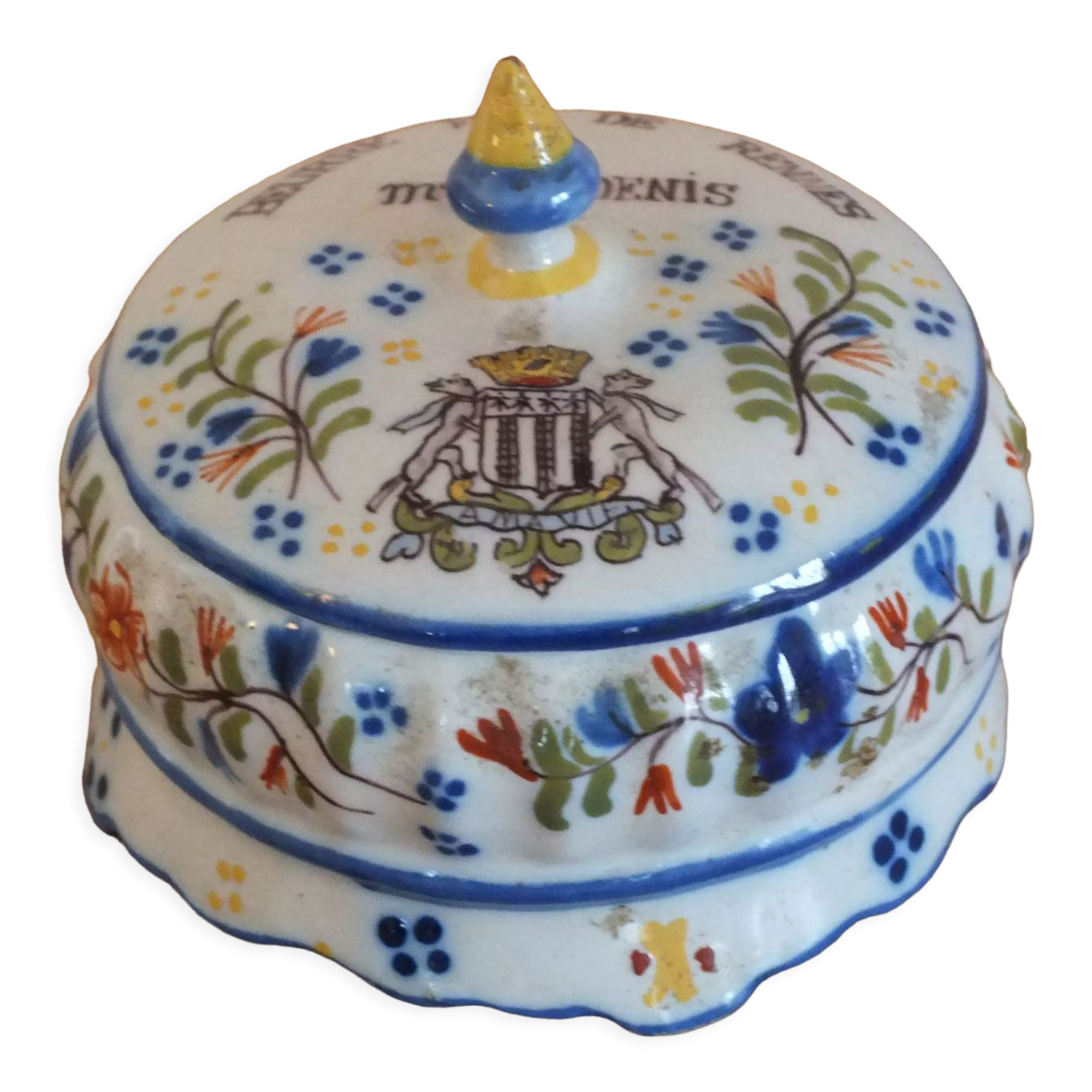 Beurrier publicitaire en faïence de Desvres Maison Denis à Rennes | Selency