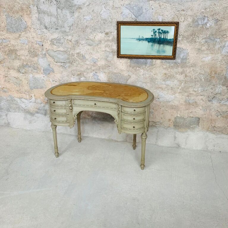 Table coiffeuse rognon Rococo Louis XVI 7 tiroirs fin 19ème | Selency