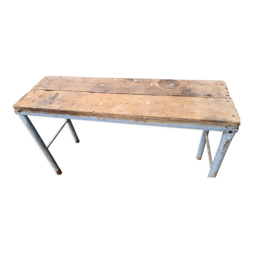 Établi d'atelier en bois et métal industriel | Selency