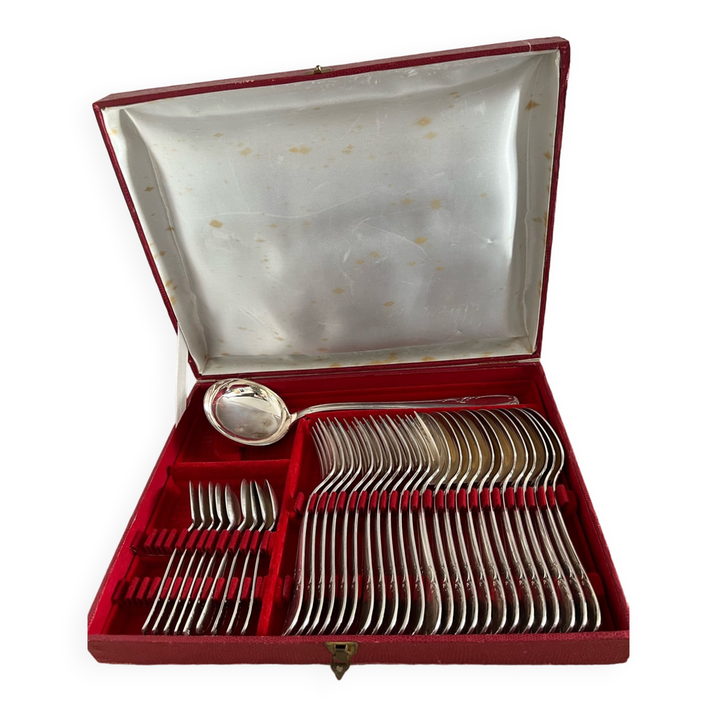 Ménagère en métal argenté 84 grs Emile Bergeron poinçon sablier | Selency