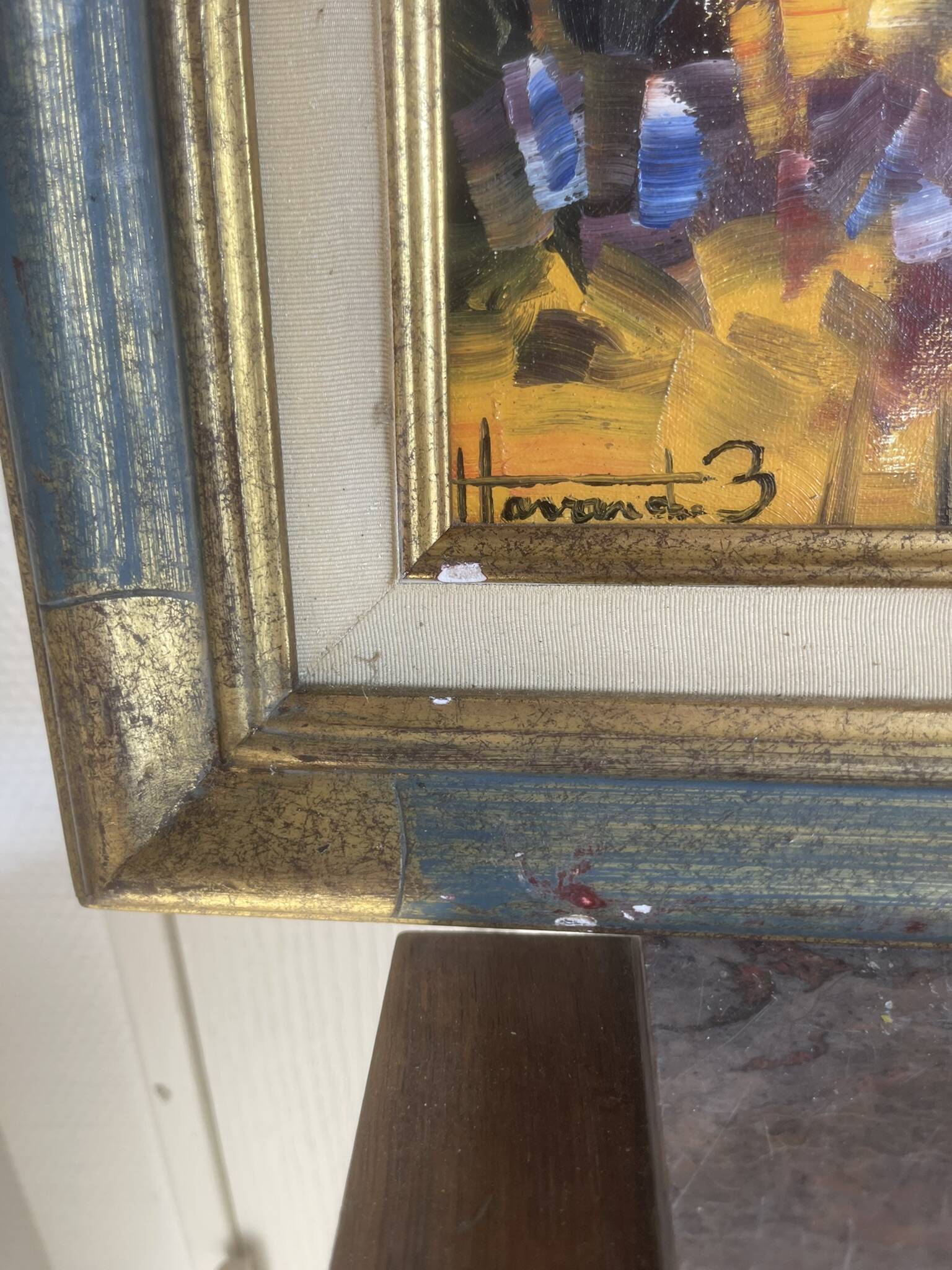 Ancien Tableau Peinture Huile Toile Paysage Paysan Travail Provence ...