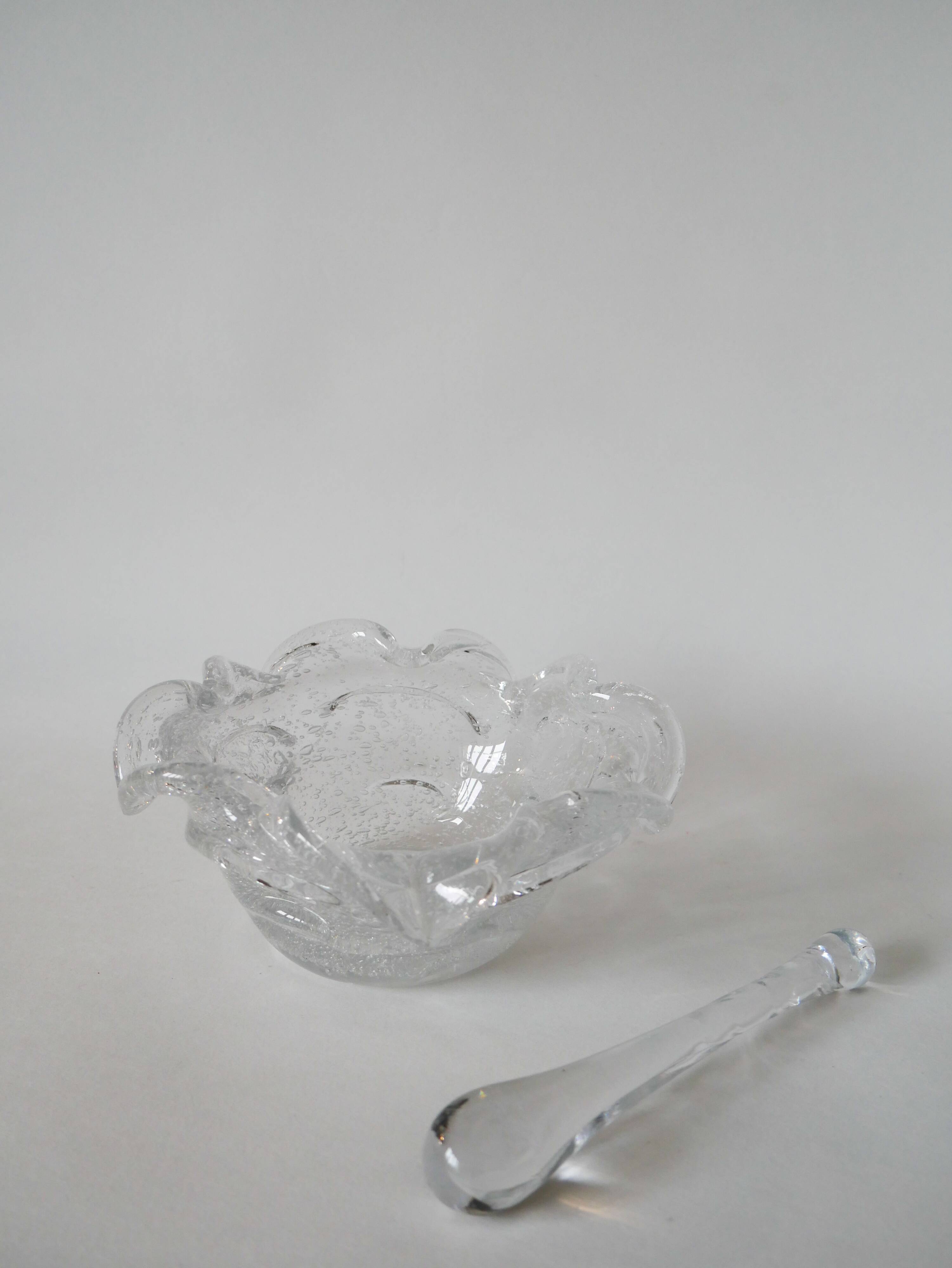 grand mortier en verre bullé style Biot avec pilon Design 1970 | Selency