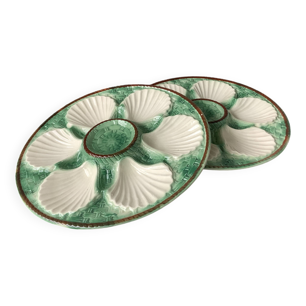 Assiettes à huitres Longchamp en barbotine | Selency