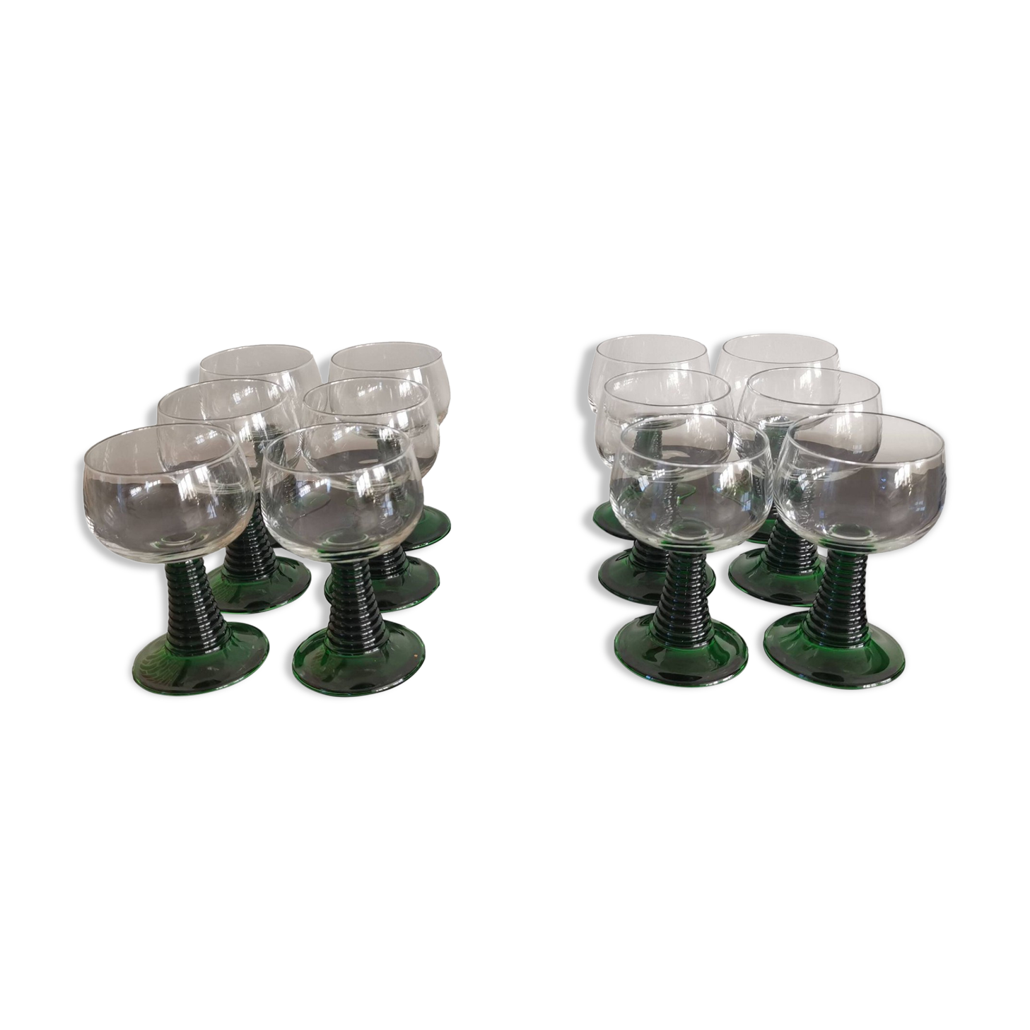 6 grands verres style Roemer pied torsadé vert Luminarc | Selency